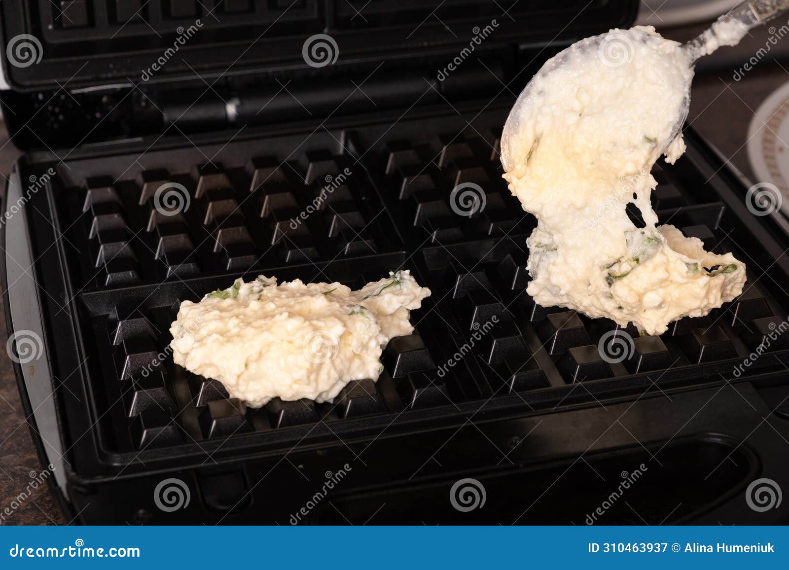 Waffle Maker with Dough in the Process of Making Waffles Stock Image ...