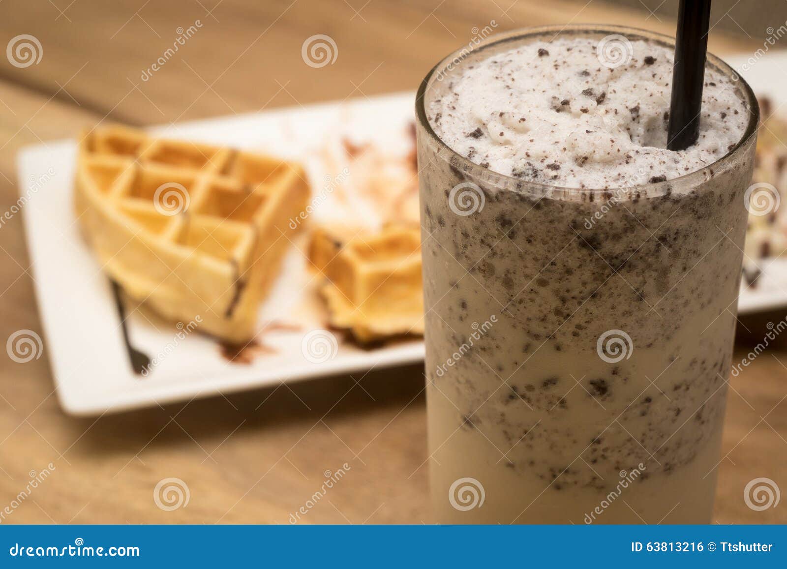 Waffle and milk shakes stock photo. Image of hungry, beverage - 63813216