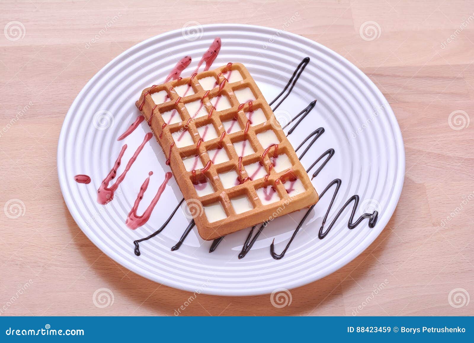 Waffle on a plate. stock image. Image of beauty, gourmet - 88423459