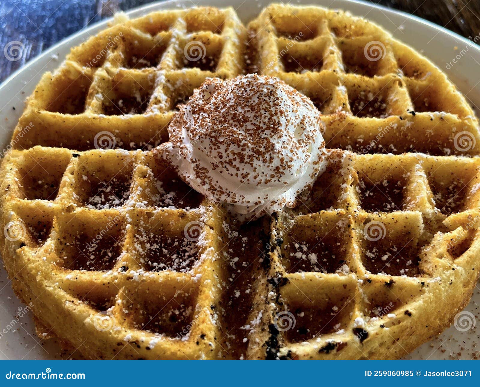 Waffle on a plate stock image. Image of delicious, breakfast - 259060985