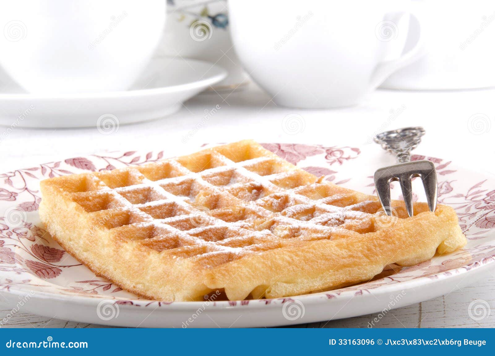 Waffle with powdered sugar stock photo. Image of healthy - 33163096