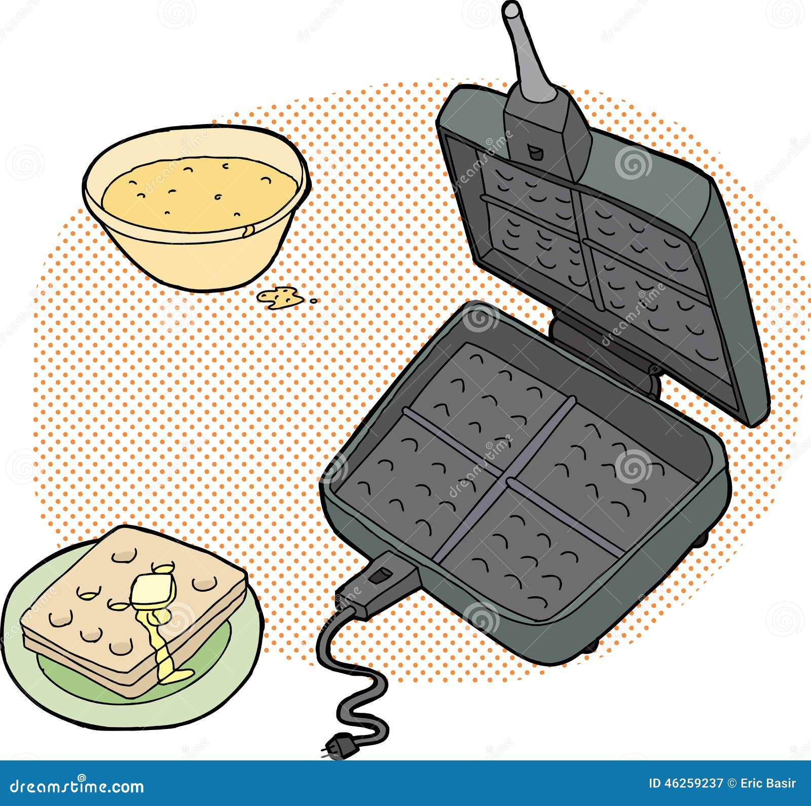 Waffle Preparation stock vector. Illustration of iron - 46259237