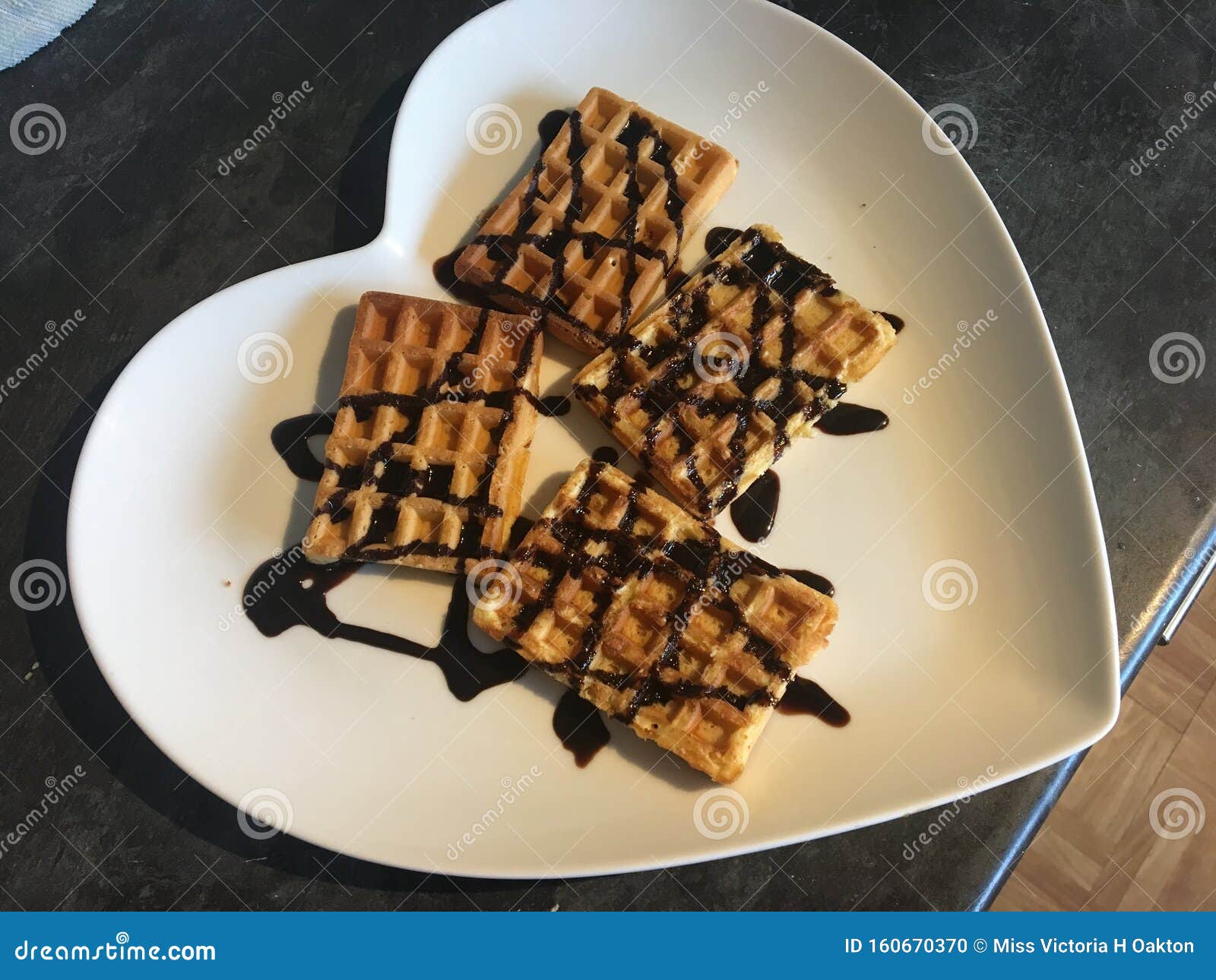 Waffle Pudding with Chocolate Sauce Stock Photo - Image of sauce ...