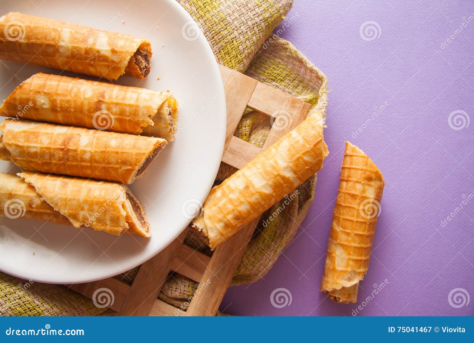 Waffle rolls stock image. Image of bake, diet, sticky - 75041467