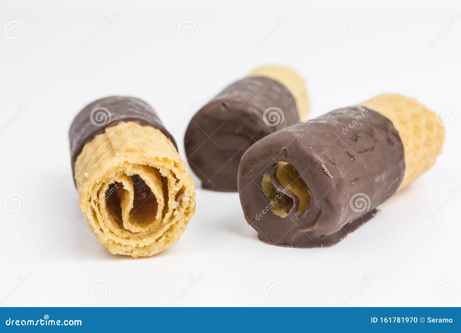 Waffle rolls stock photo. Image of dessert, biscuit - 161781970