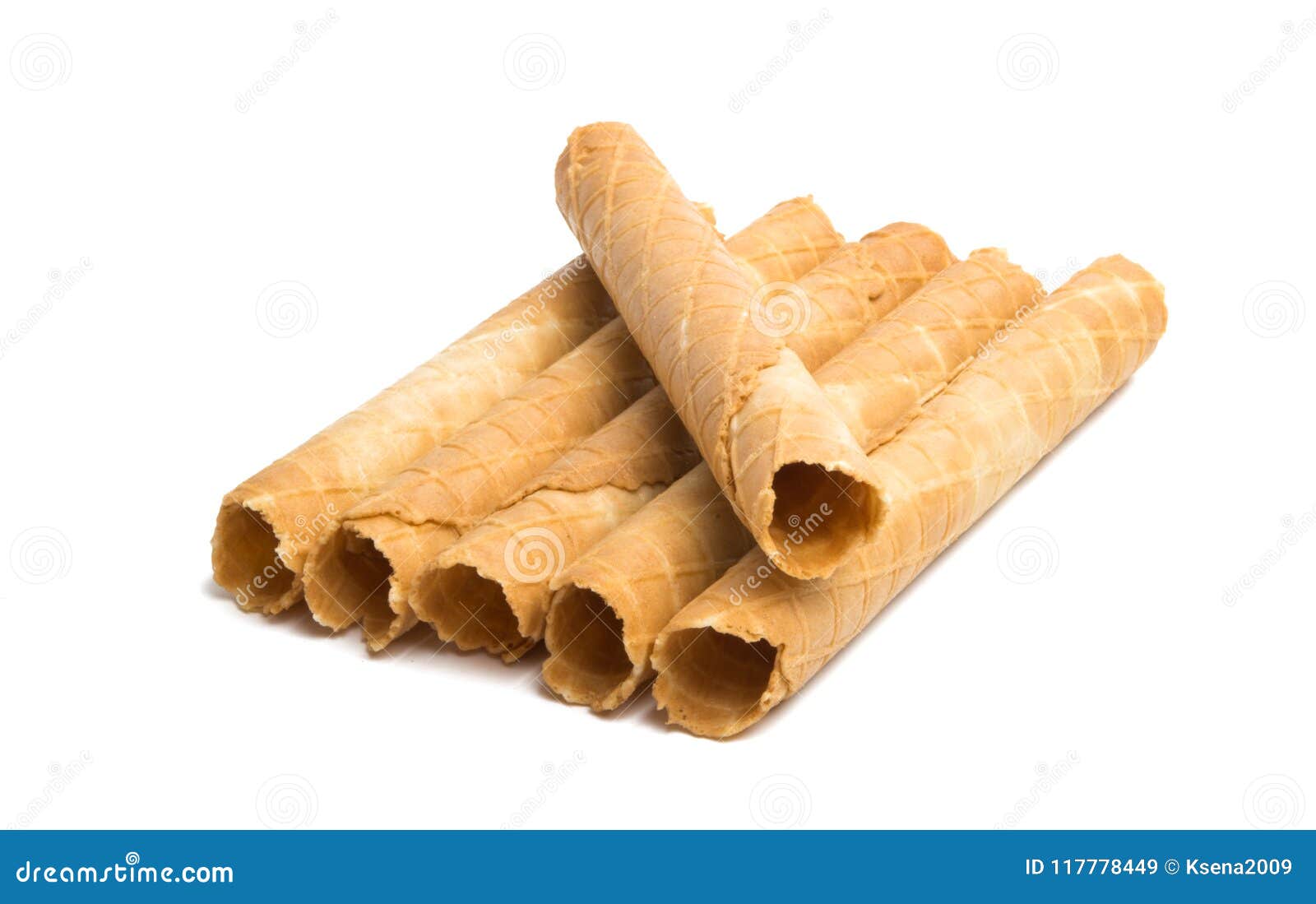 Waffle rolls isolated stock image. Image of tubes, roll - 117778449