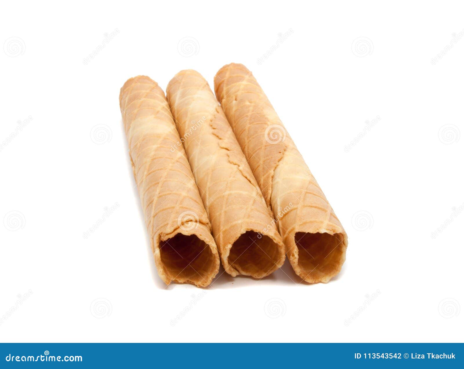 Waffle Rolls Isolated on the White Stock Photo - Image of sugar, pastry ...