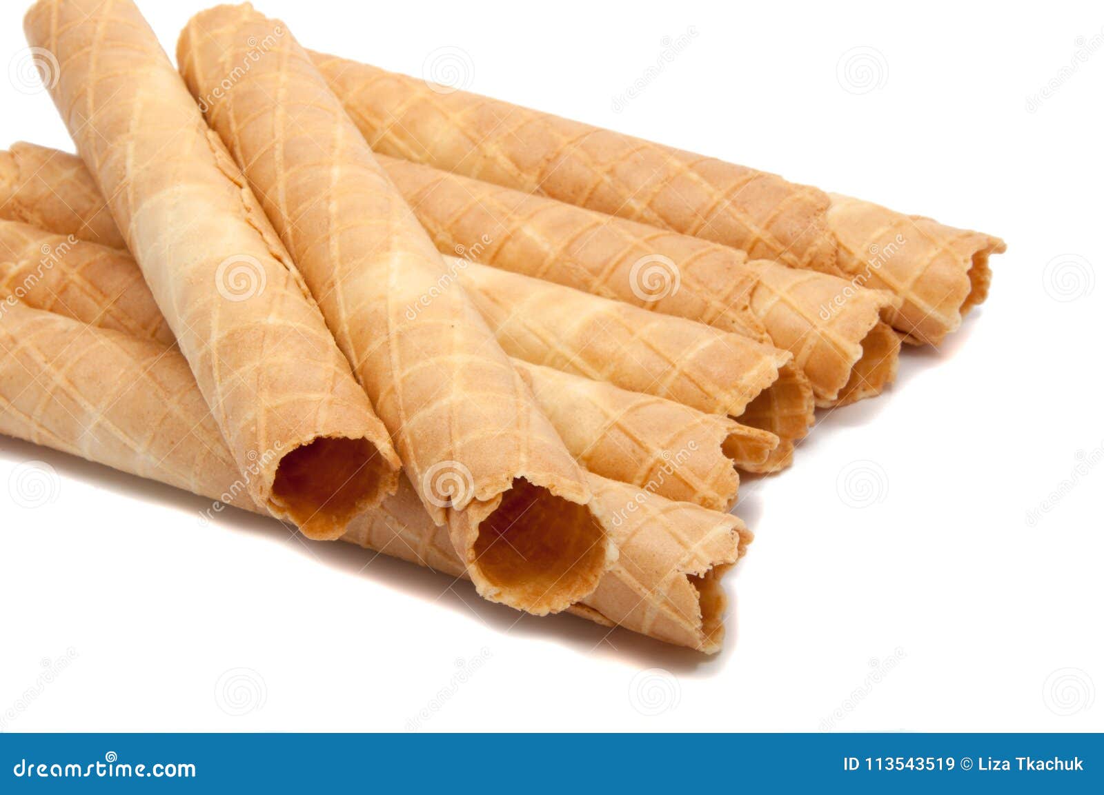Waffle Rolls Isolated on the White Stock Image - Image of white, waffle ...