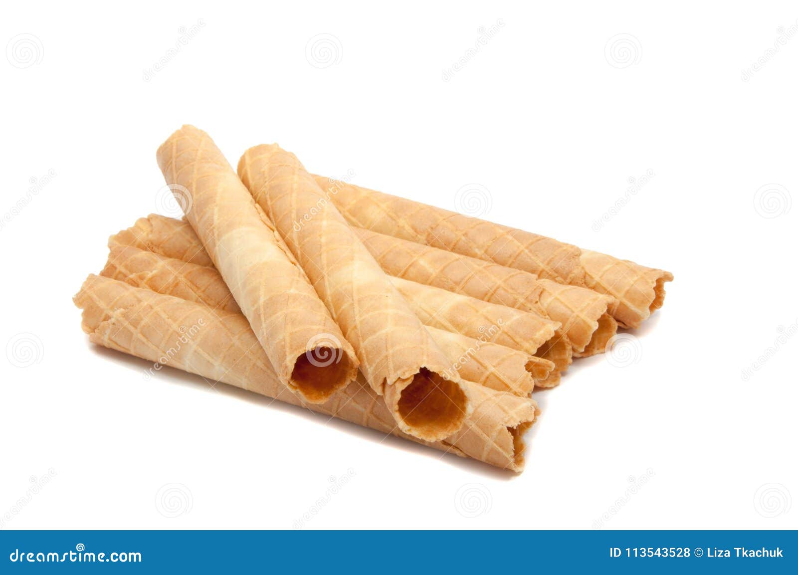 Waffle Rolls Isolated on the White Stock Photo - Image of waffle ...