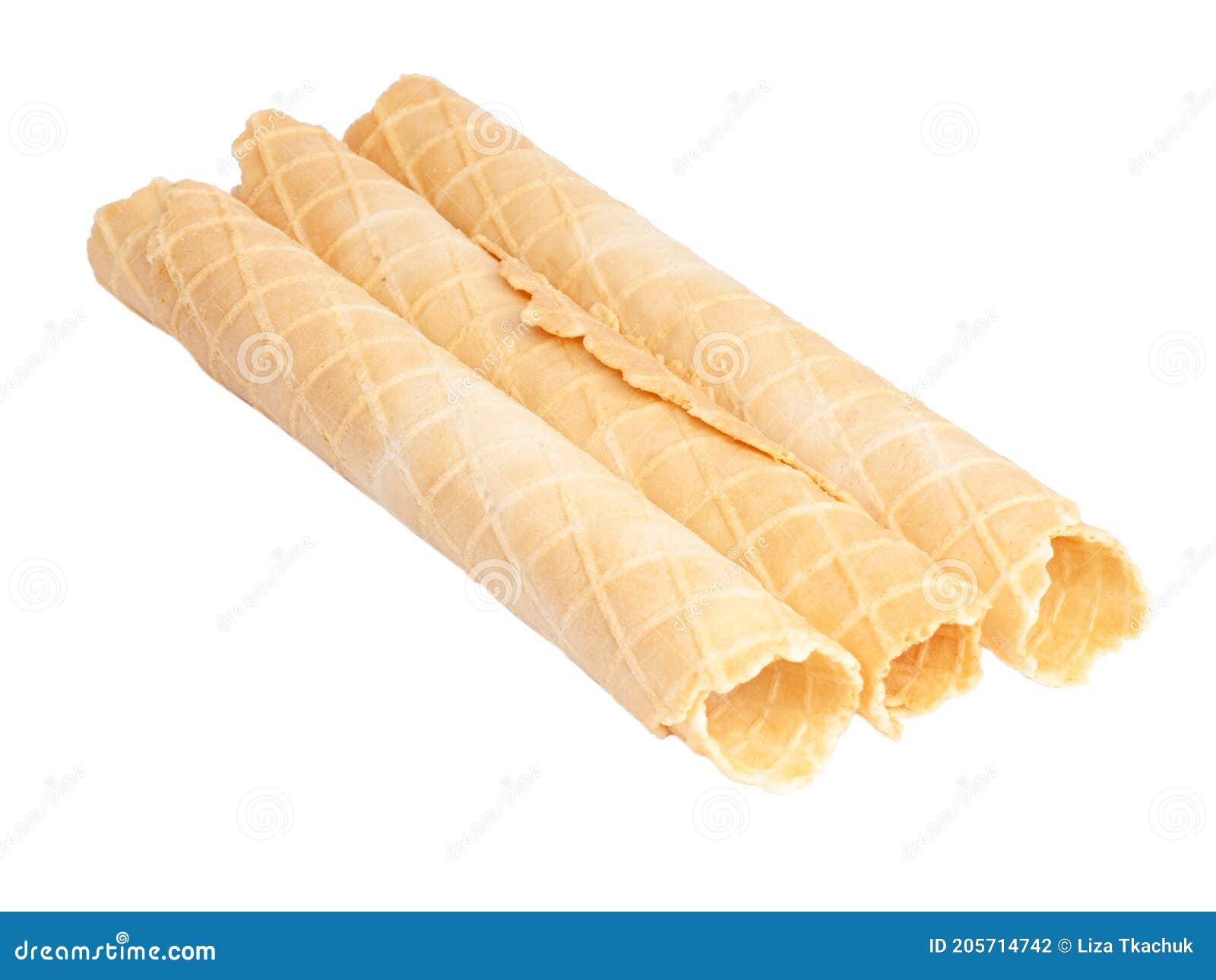 Waffle Rolls Snack Stick Isolated on the White Stock Photo - Image of ...