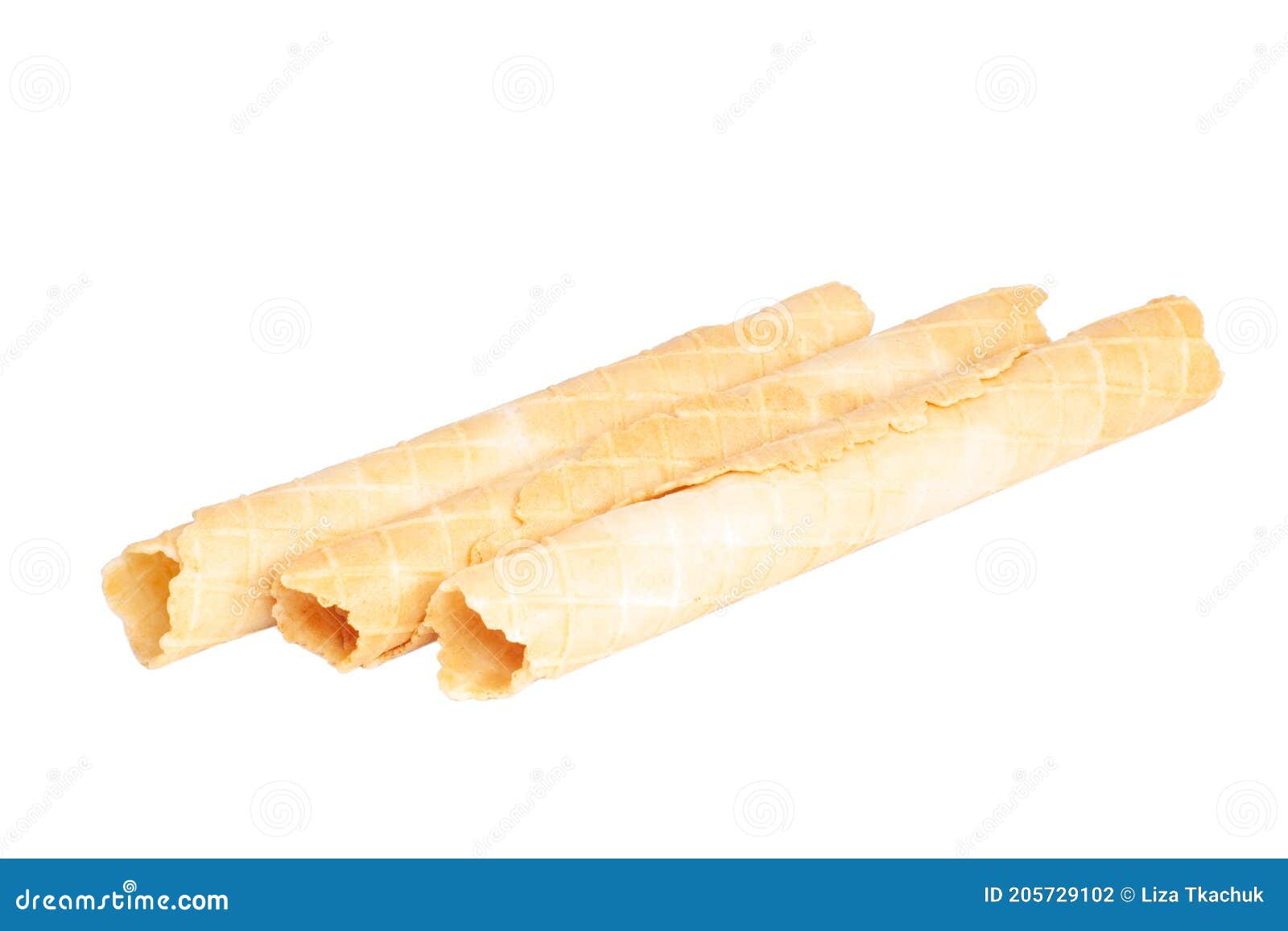 Waffle Rolls Snack Stick Isolated on the White Stock Photo - Image of ...