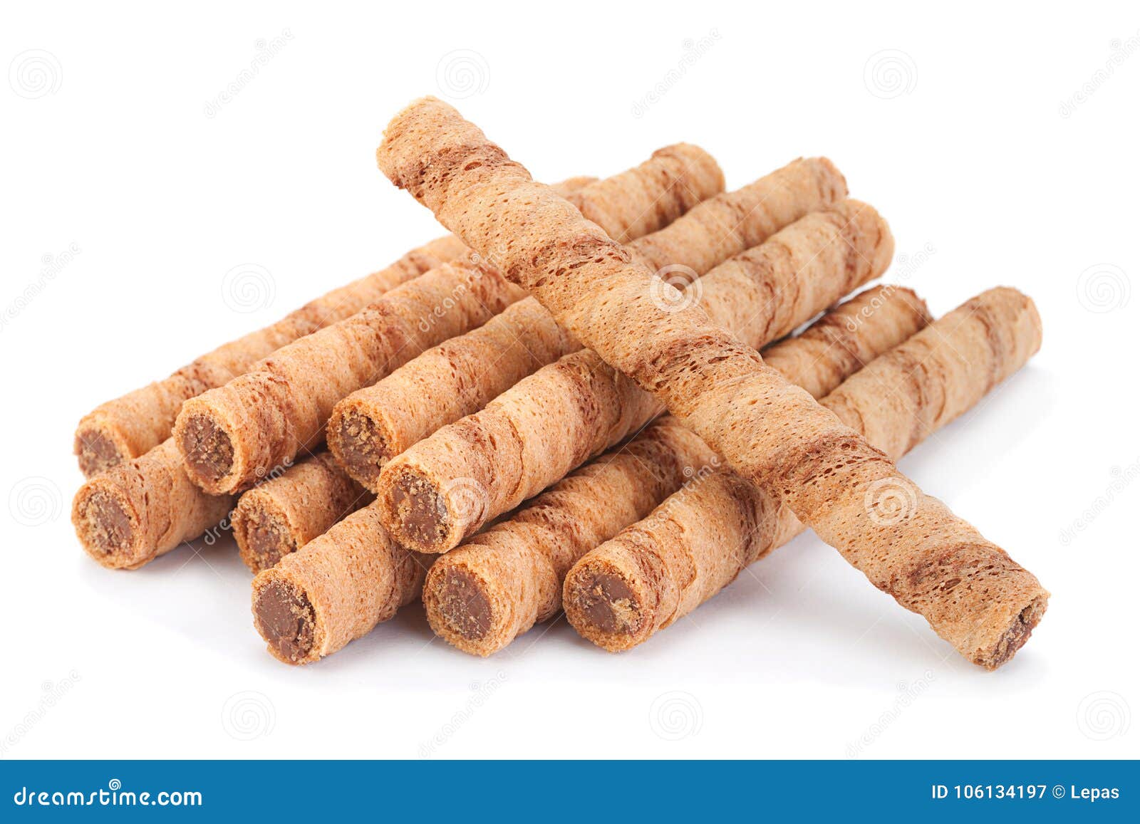 Waffle rolls stick closeup stock image. Image of brown - 106134197