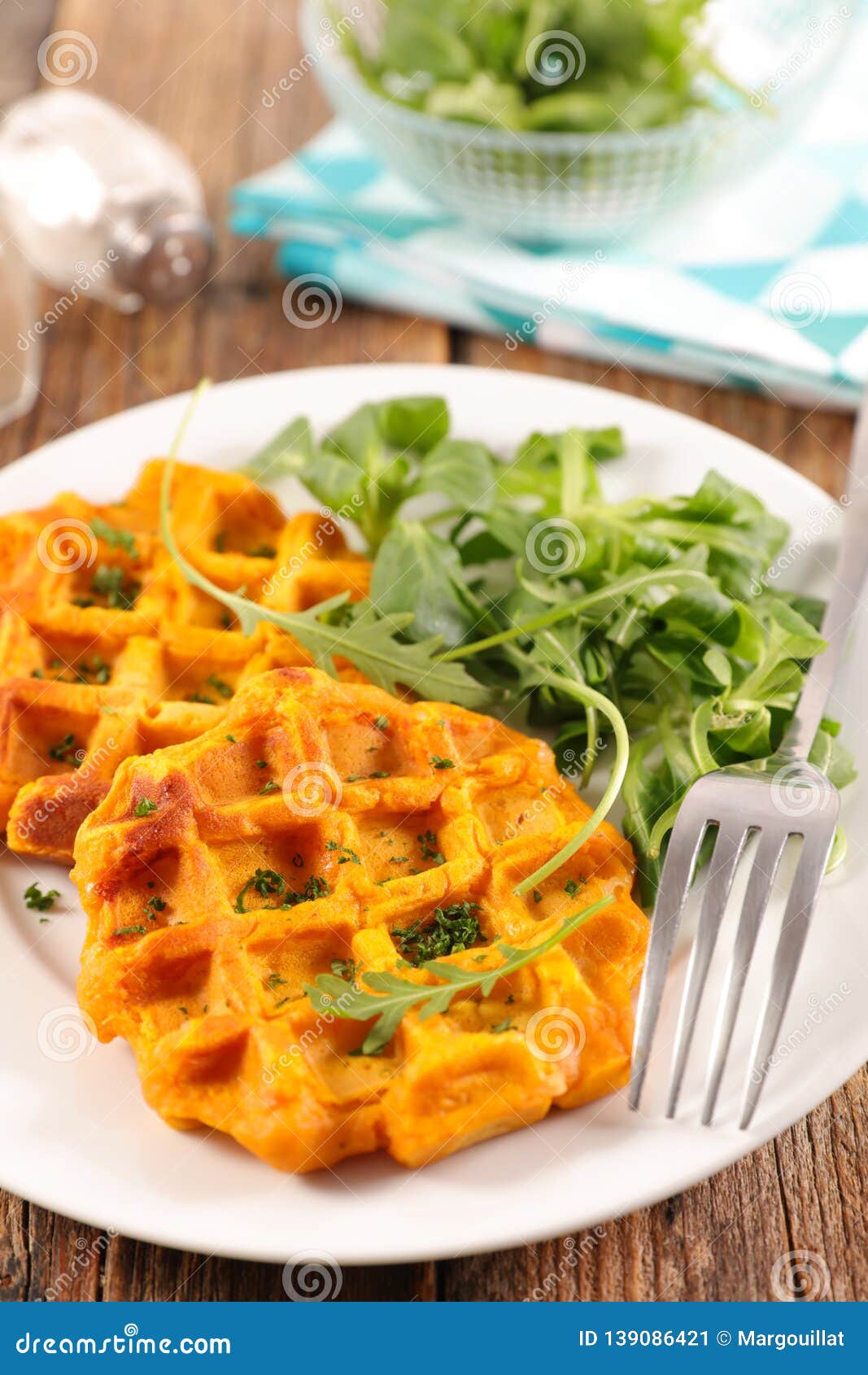 Waffle with salad stock image. Image of vegan, diet - 139086421