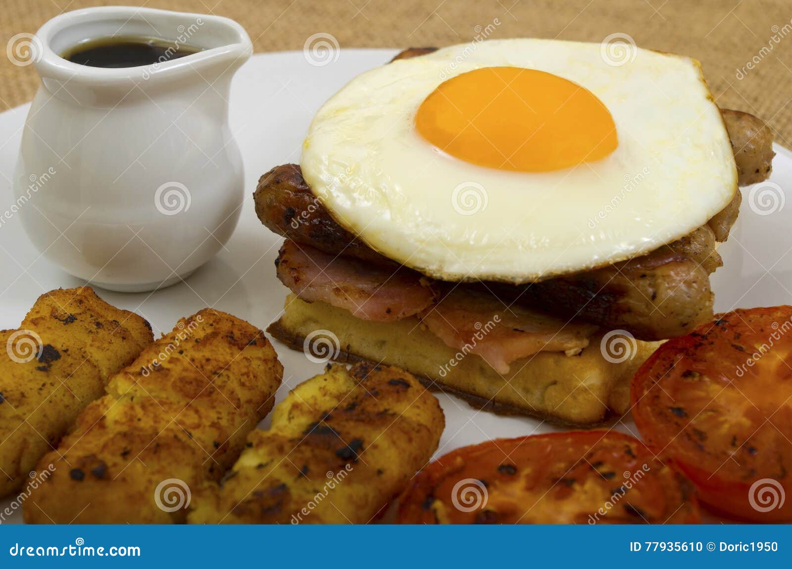 Waffle Stack Breakfast stock photo. Image of chipolata - 77935610
