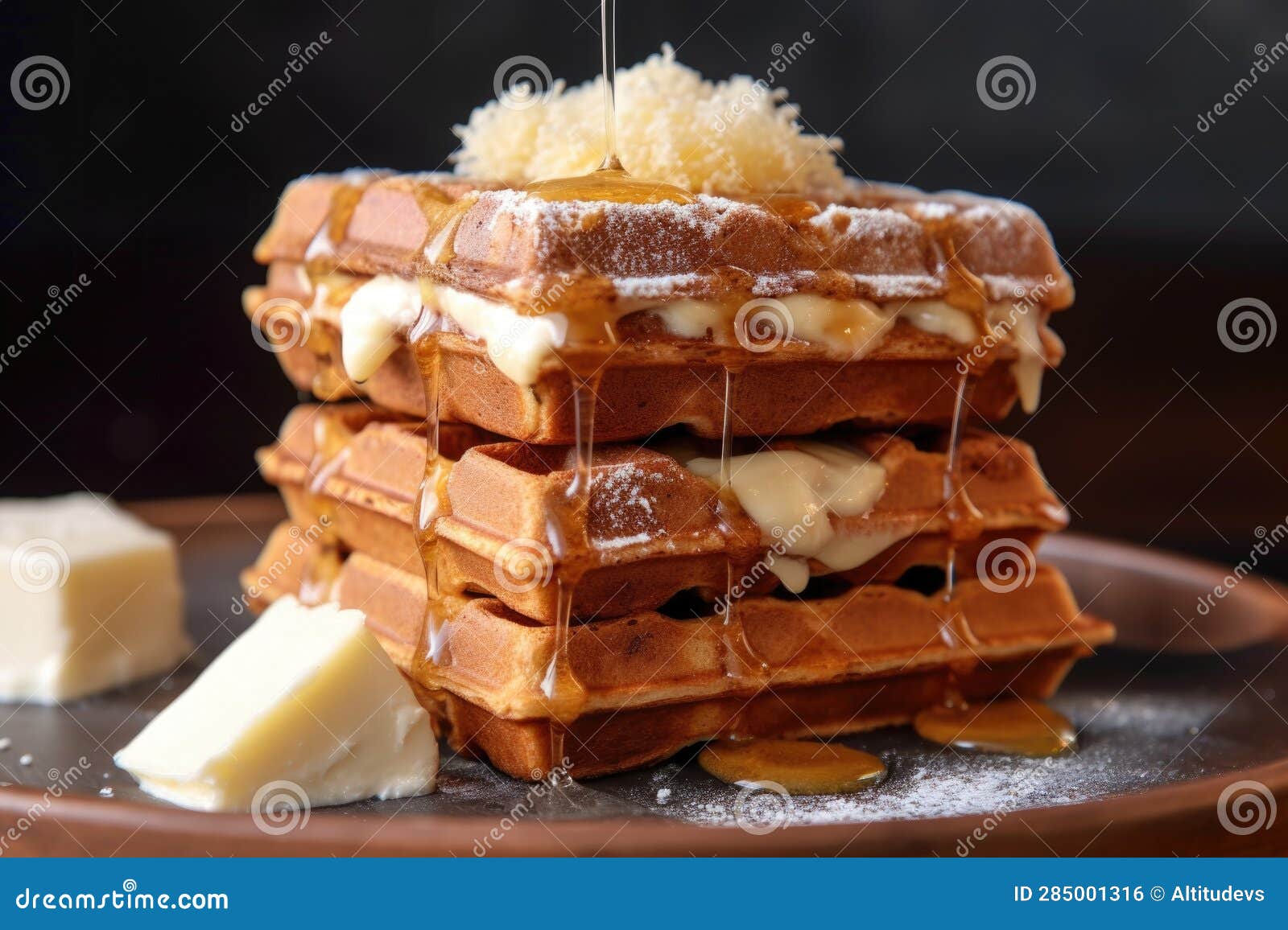 Waffle Stack with Butter Melting on Top Stock Illustration ...