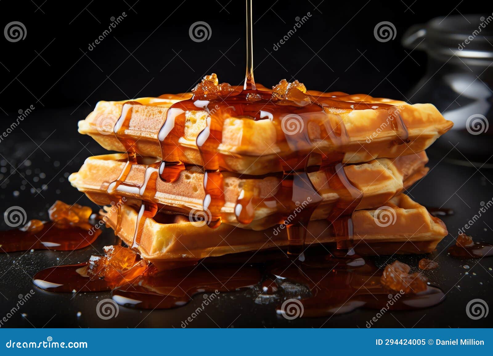 Waffle Stack with Syrup Tasty Dessert Background Stock Illustration ...