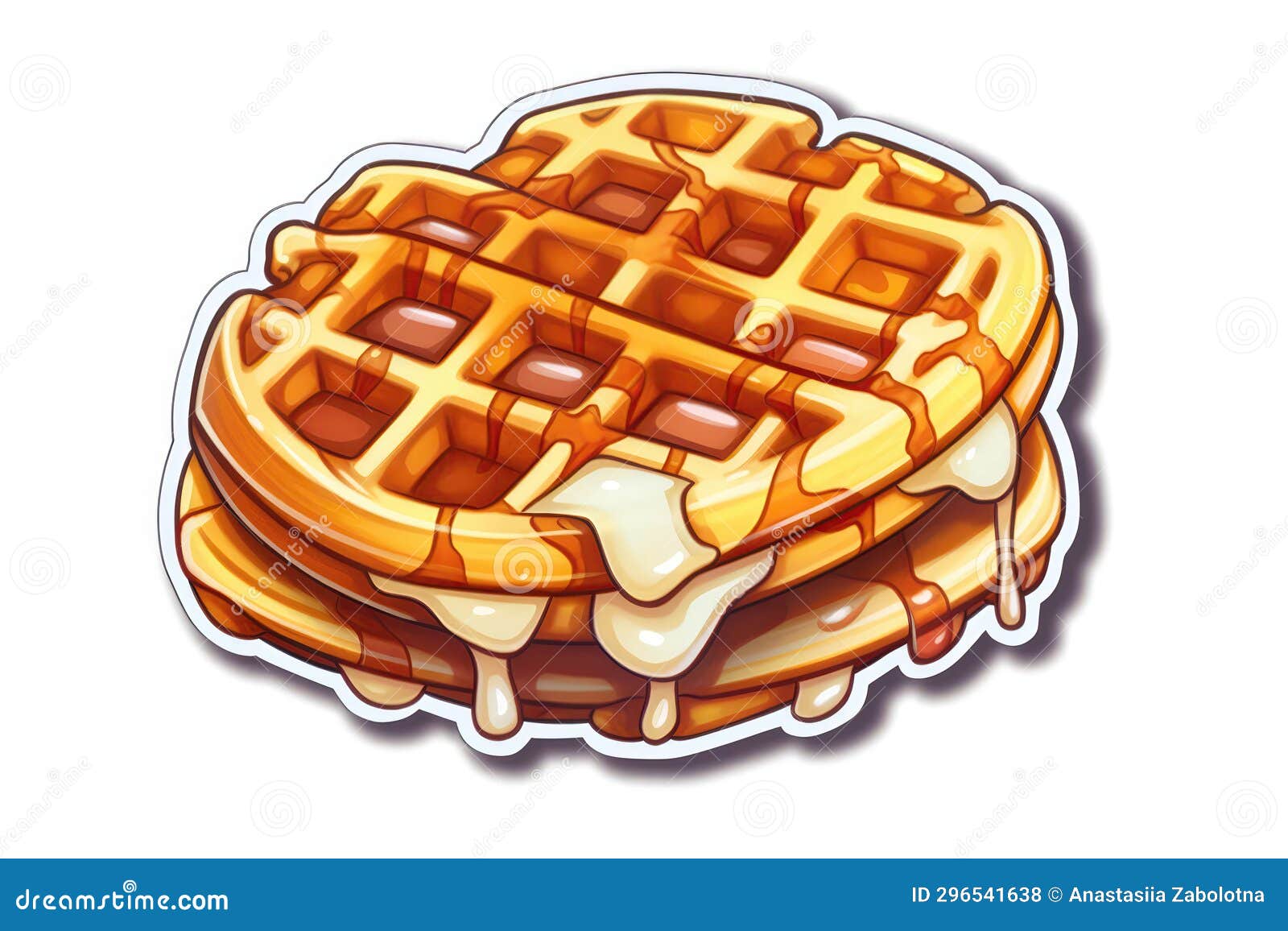 Waffle Sticker on White Background. Generative AI Stock Illustration ...