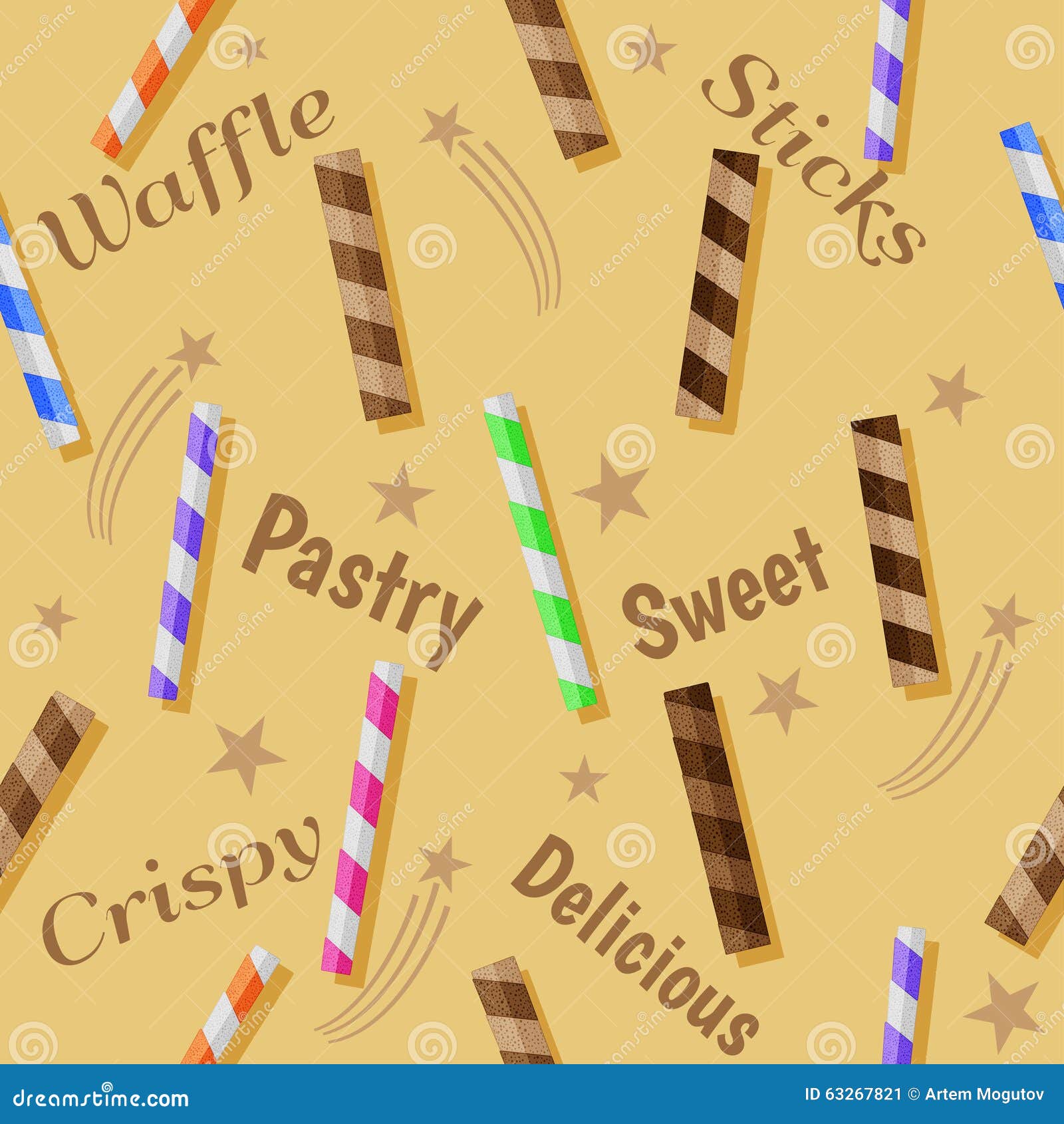 Waffle Sticks Seamless Pattern Stock Vector - Illustration of baking ...