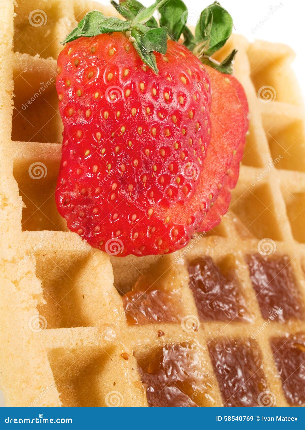 Waffle with strawberry stock image. Image of food, breakfast - 58540769