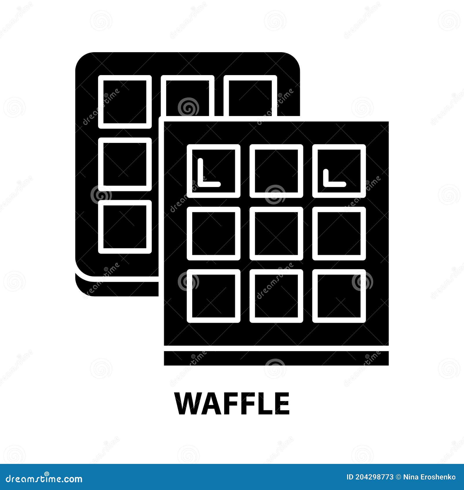 Waffle Symbol Icon, Black Vector Sign with Editable Strokes, Concept ...