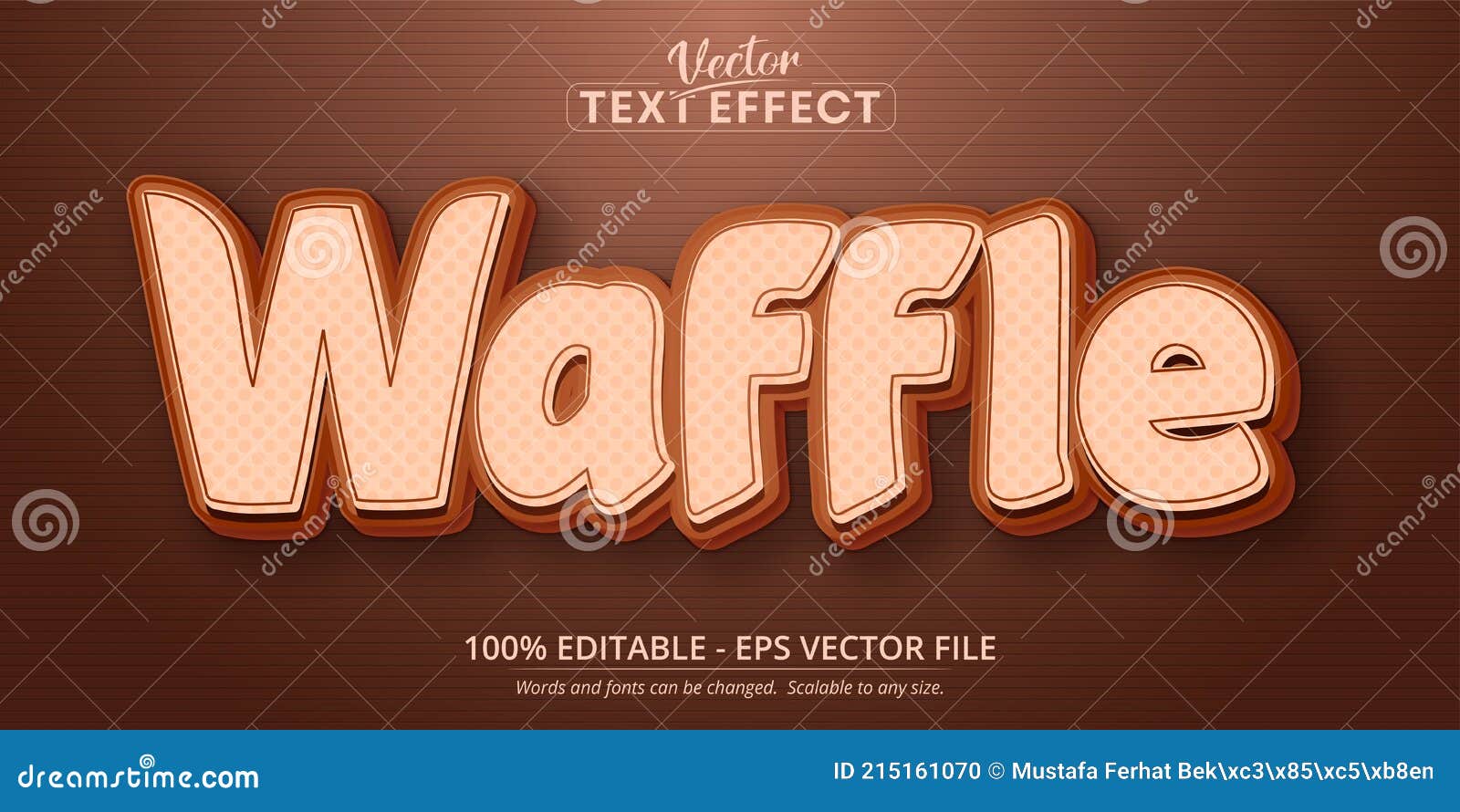 Waffle Text, Cartoon Style Editable Text Effect Stock Vector ...