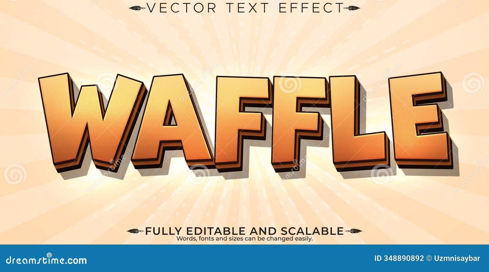 Waffle Text Effect, Editable Cake and Baker Text Style Stock Vector ...