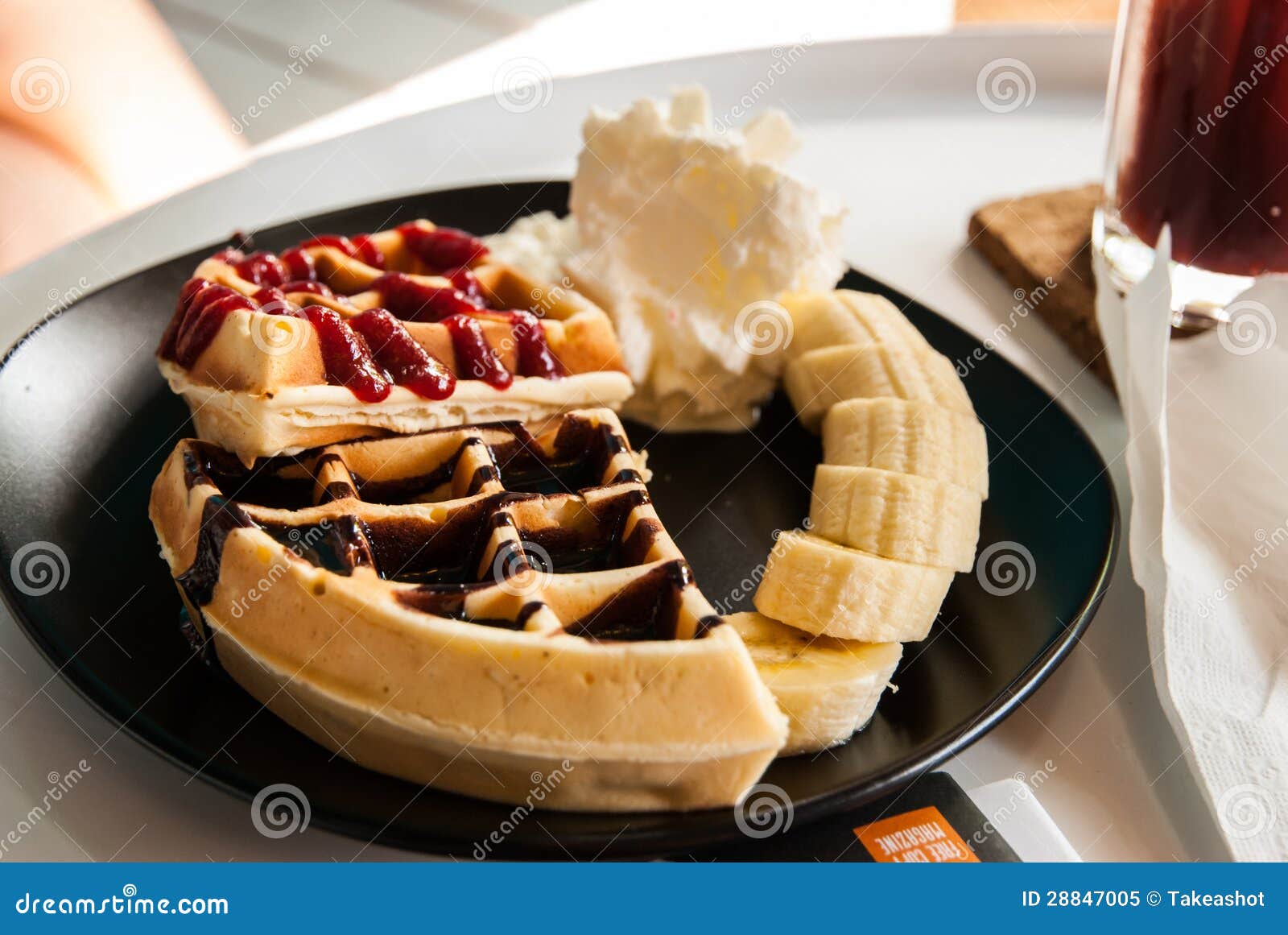 Waffle with topping stock image. Image of wafer, chocolate - 28847005