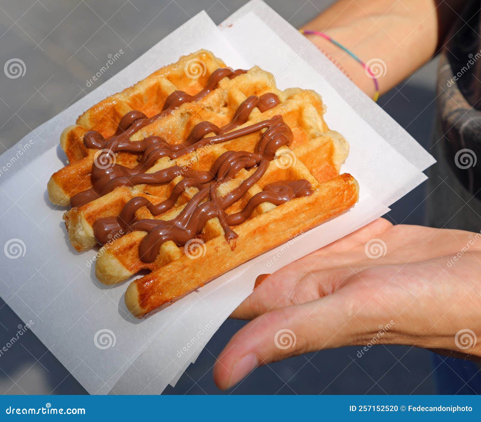 Waffle the Typical Belgian Dessert with Hazelnut Cream Garnish Stock ...