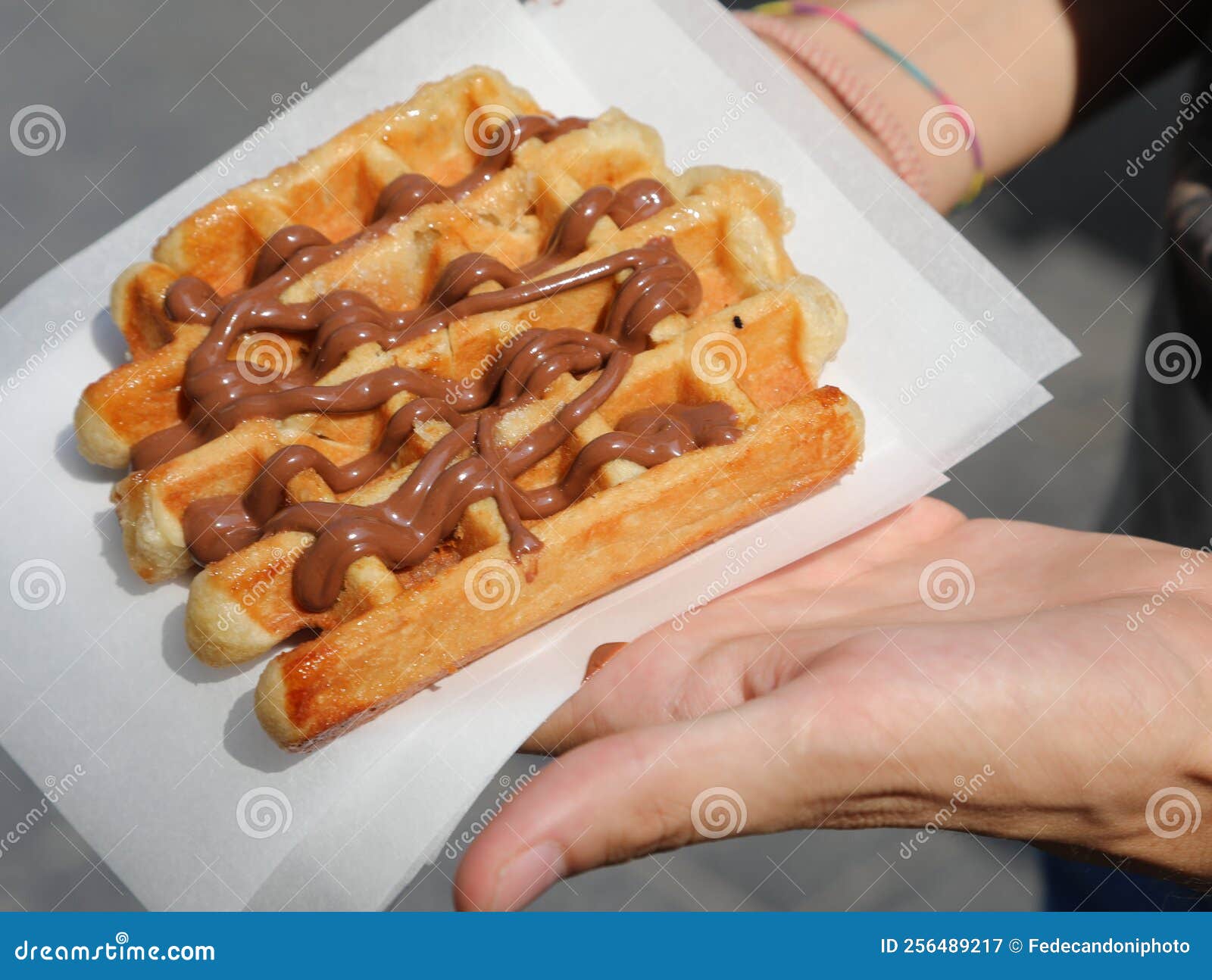 Waffle the Typical Belgian Dessert with Hazelnut Cream Garnish on the ...