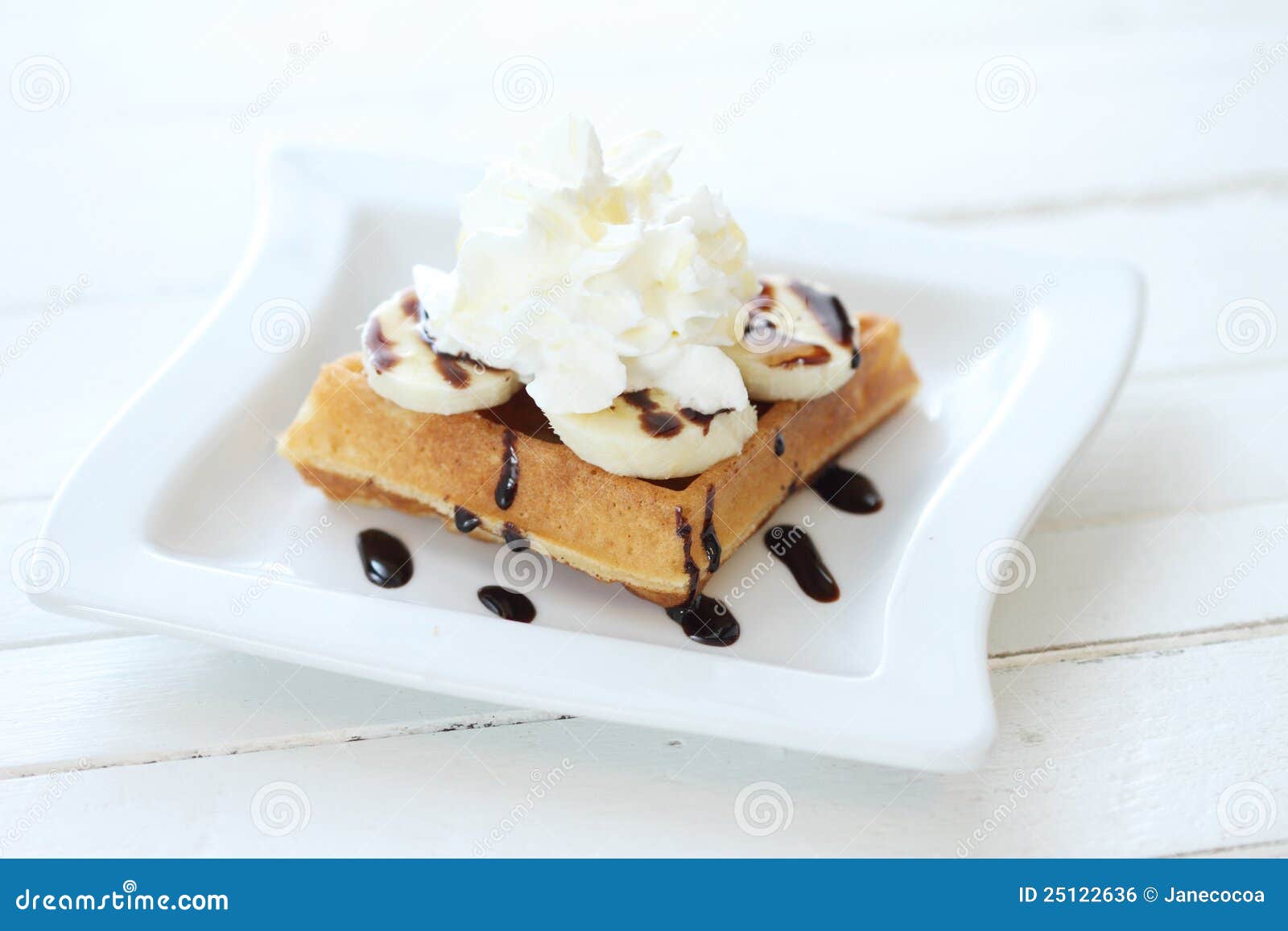 Waffle and whip cream stock photo. Image of table, waffles - 25122636
