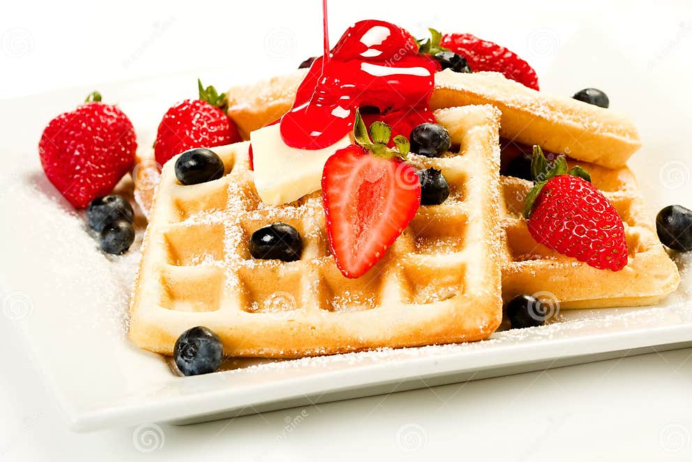 Waffles stock image. Image of fruit, square, golden, pour - 11004825