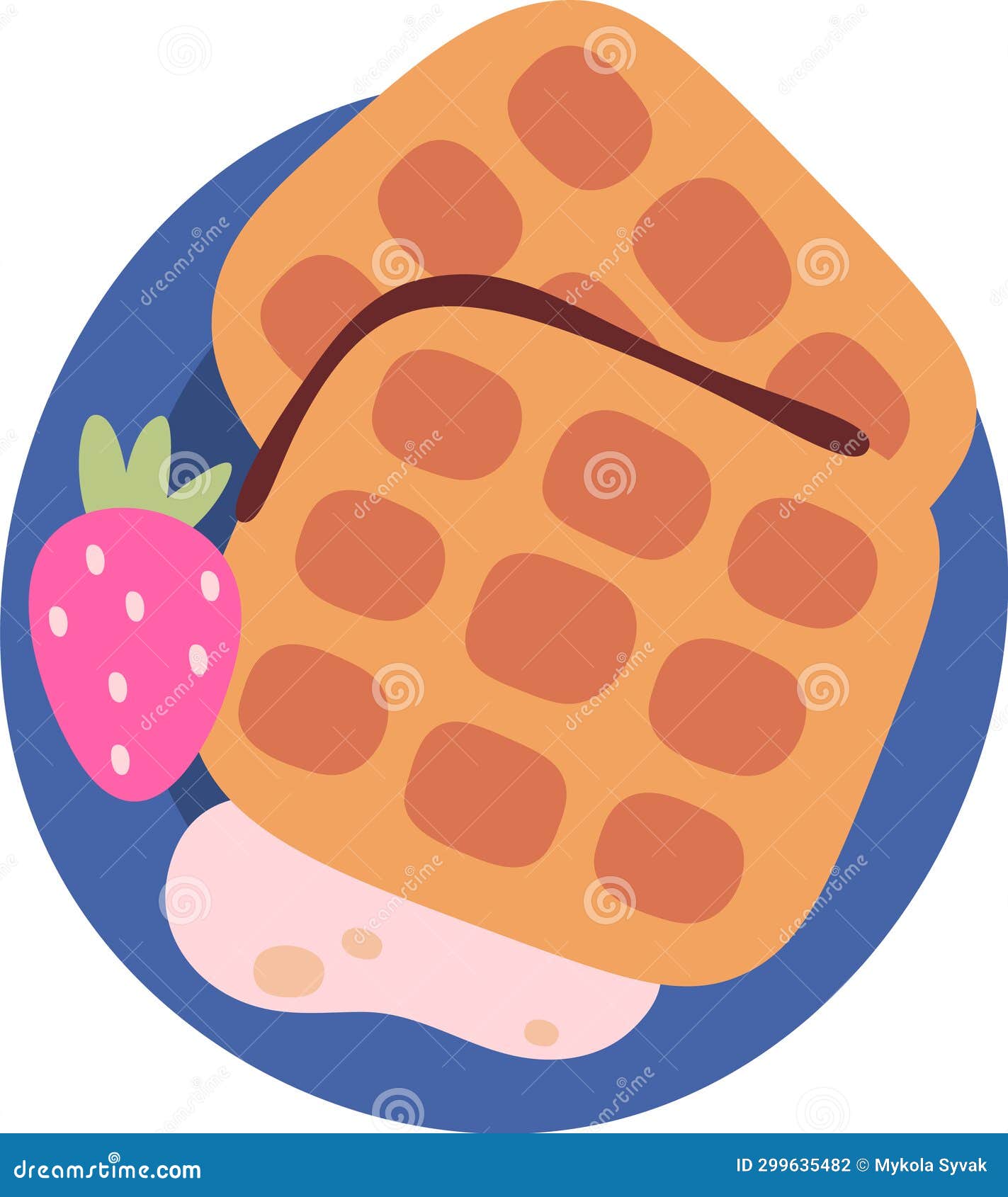 Waffles Breakfast Plate stock vector. Illustration of waffle - 299635482