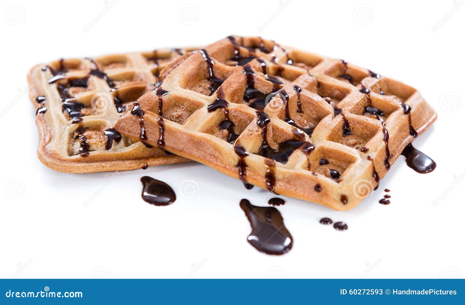 Waffles with Chocolate Sauce (isolated on White) Stock Image - Image of ...