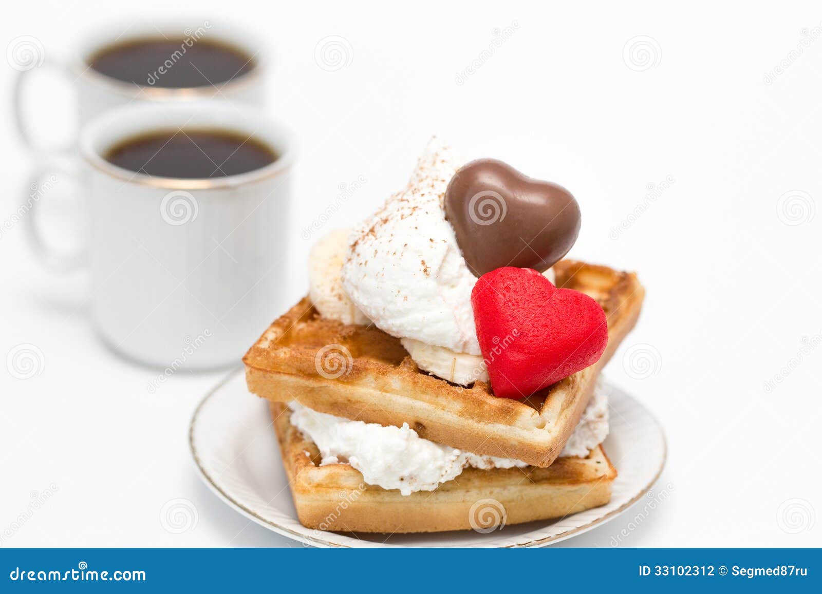 Waffles and coffee stock photo. Image of meal, closeup - 33102312