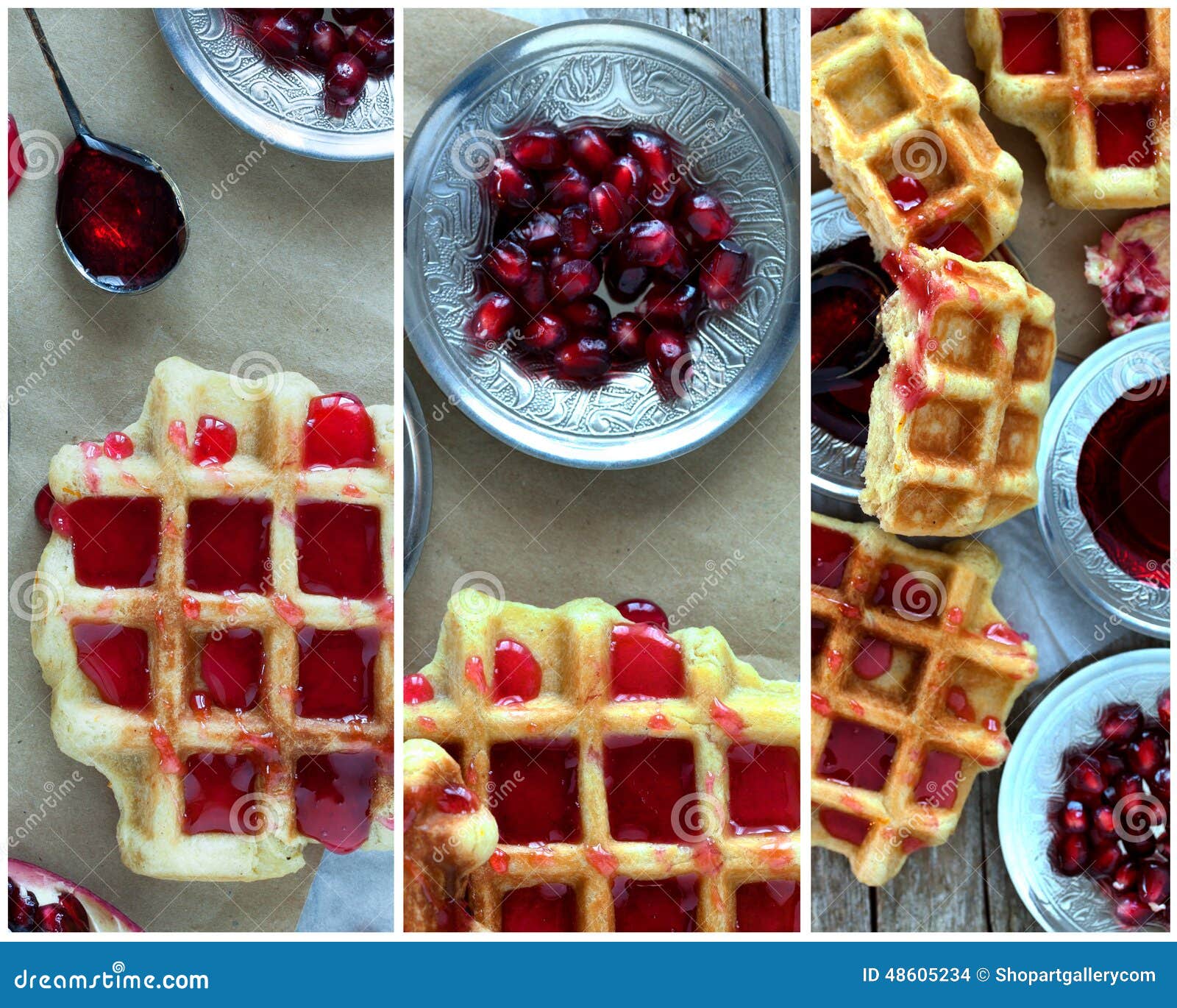 Waffles Collage stock photo. Image of dessert, topping - 48605234