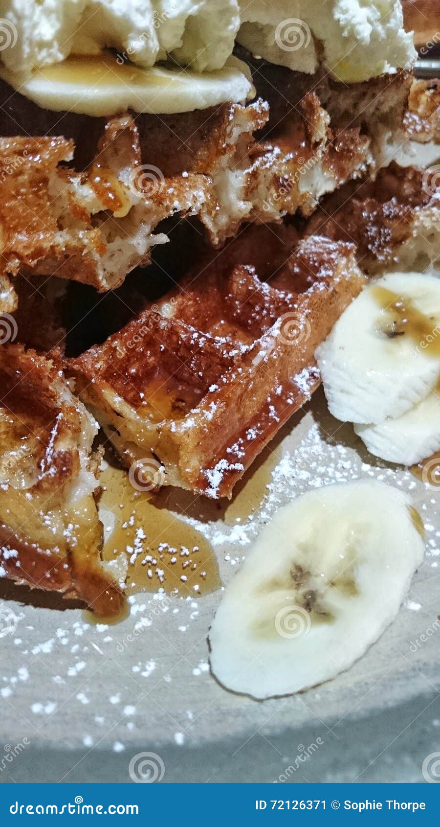 Waffles and cream stock image. Image of syrup, dessert - 72126371