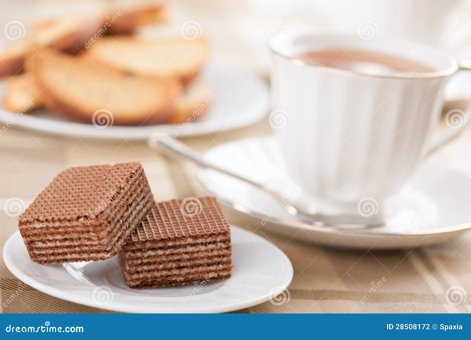 Waffles and cup of tea stock photo. Image of cafe, cafeteria - 28508172
