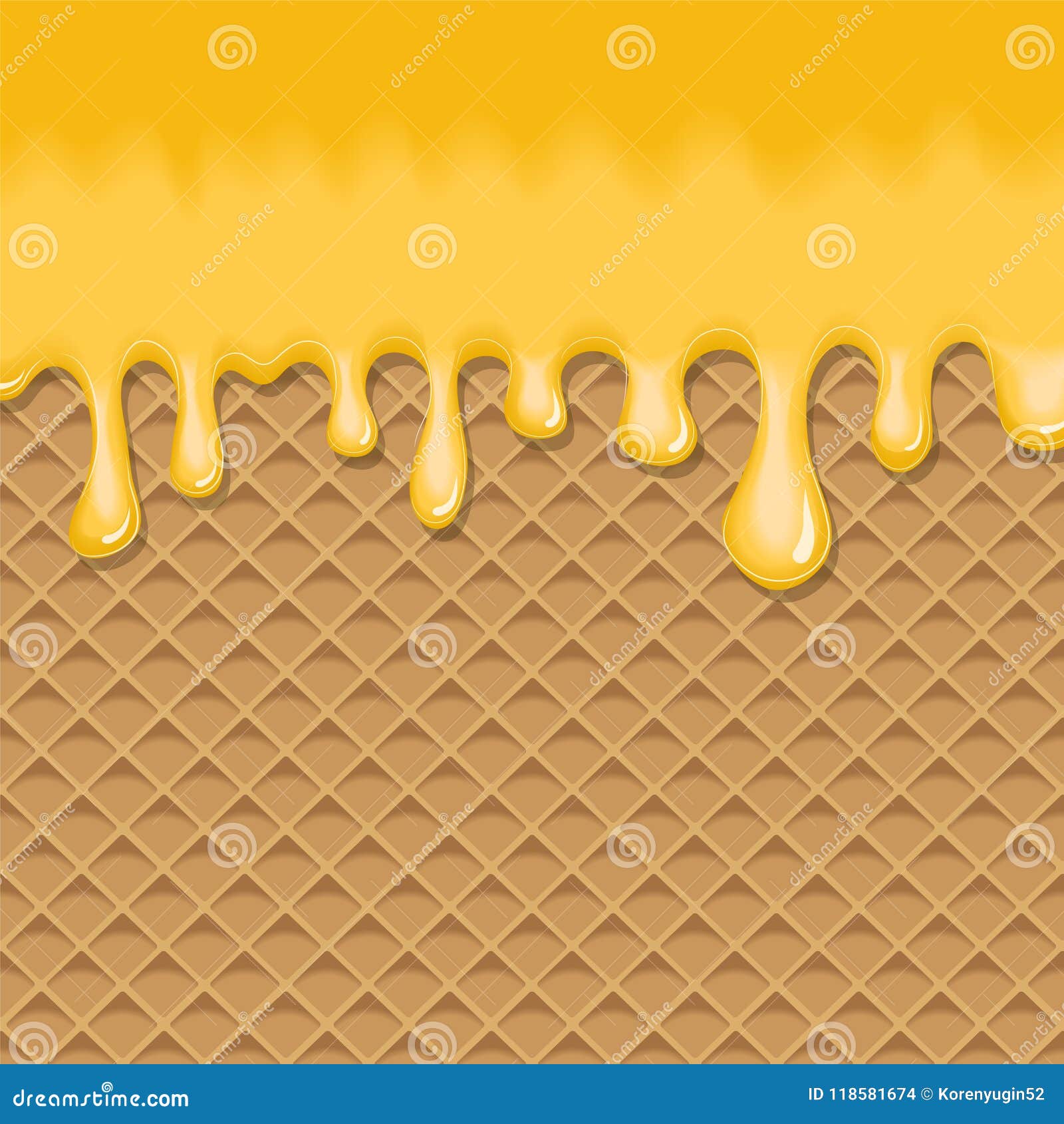 Waffles with Dripping Honey. EPS10 Vector Illustration Stock Vector ...