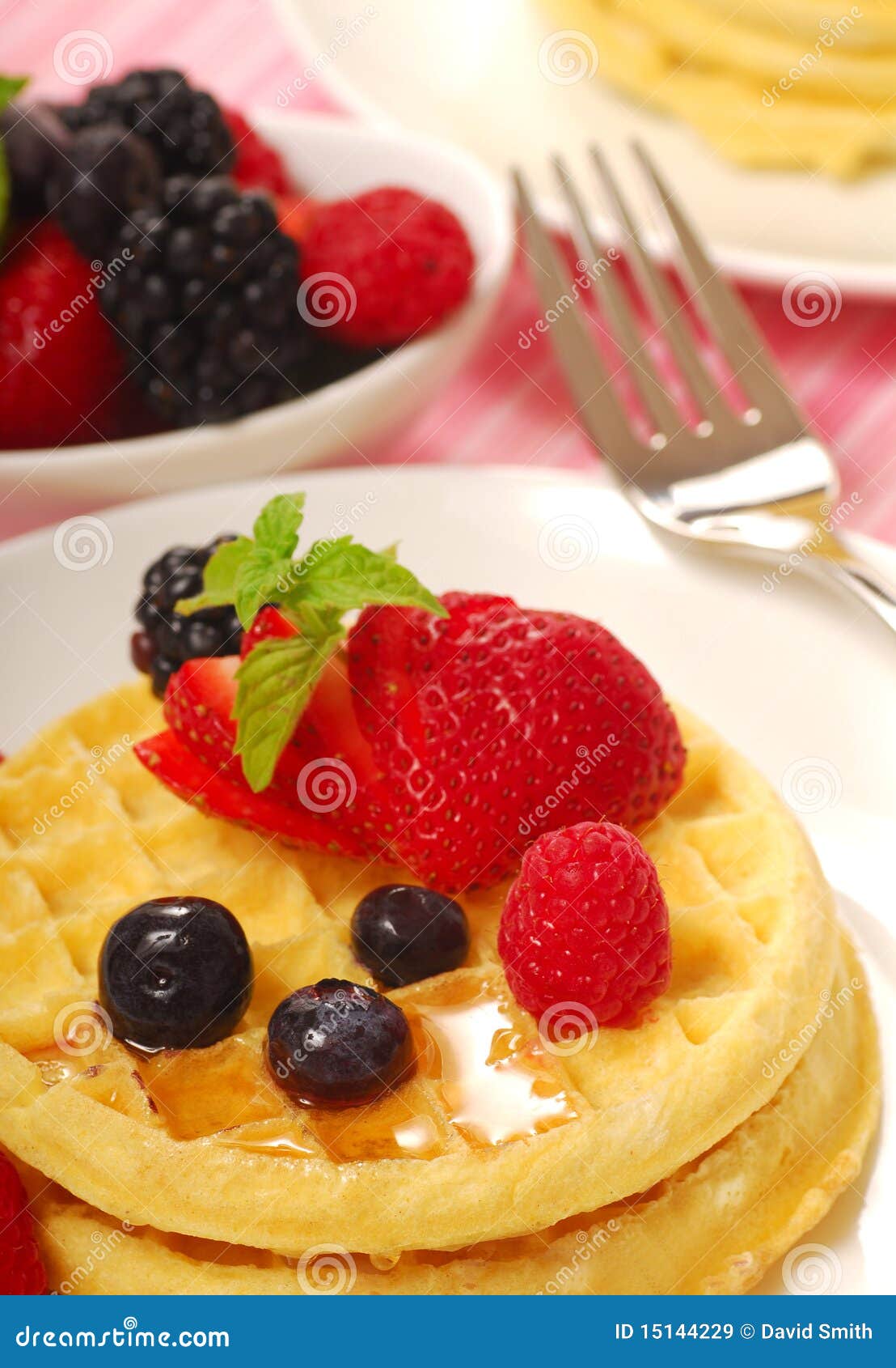 Waffles with fresh fruit stock image. Image of pastry - 15144229