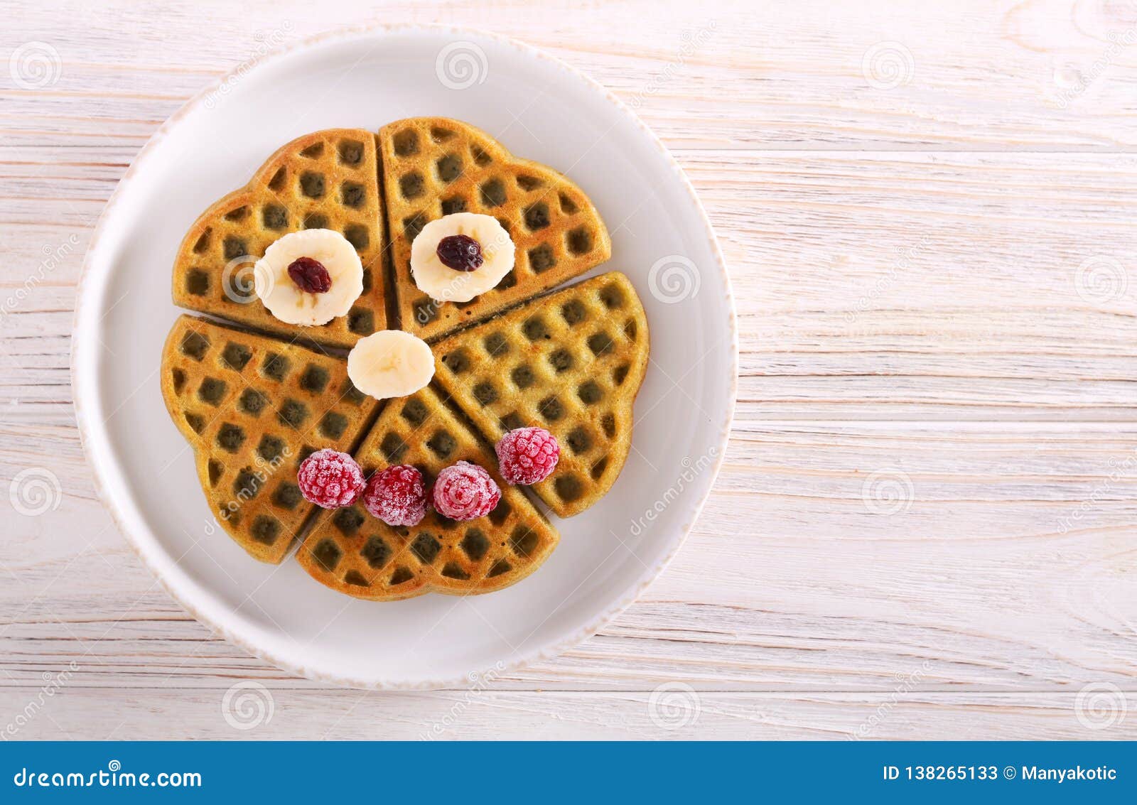 Waffles with Fruits, Decorated Stock Image - Image of copyspace ...