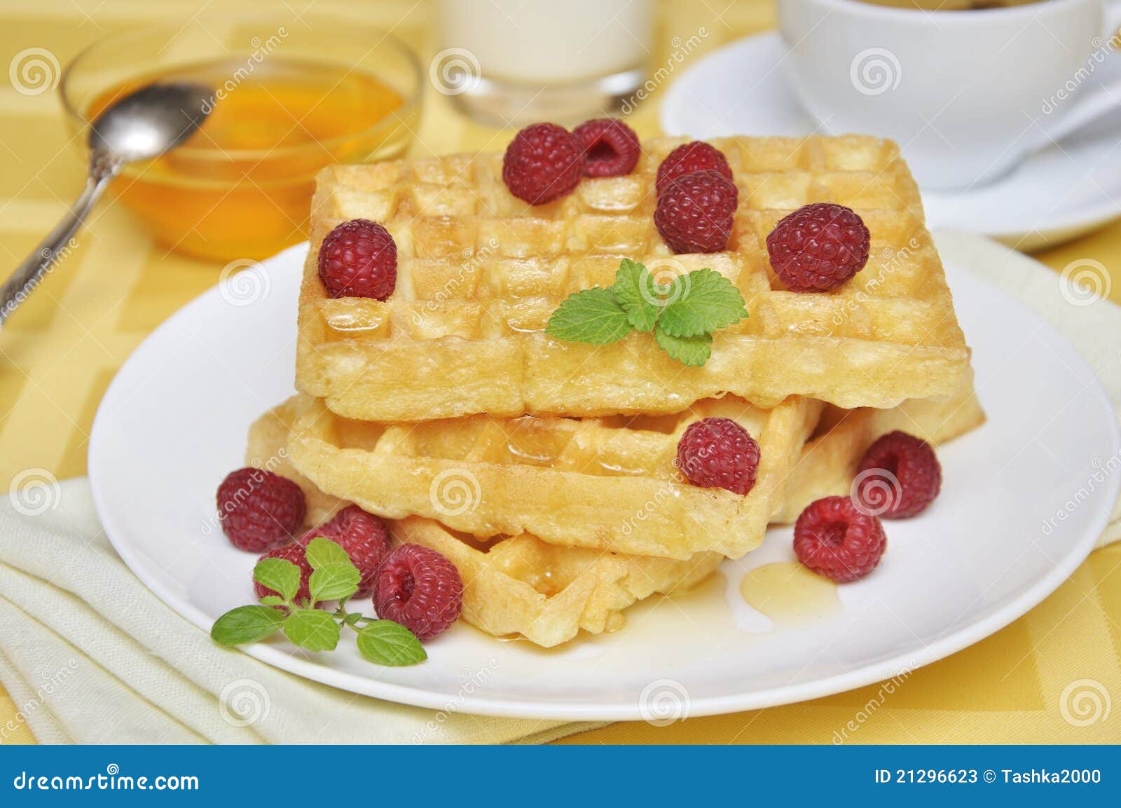 Waffles with honey stock image. Image of italian, bowl - 21296623