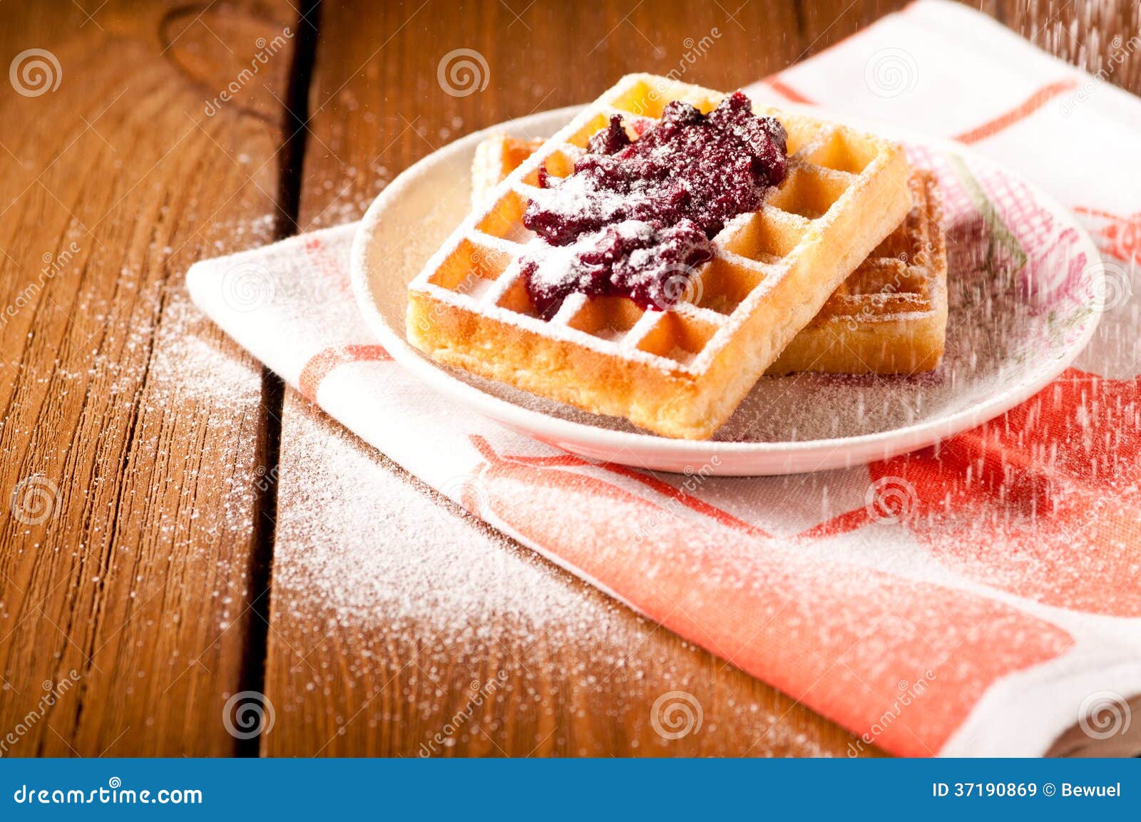 Waffles with jam stock image. Image of belgian, crispy - 37190869