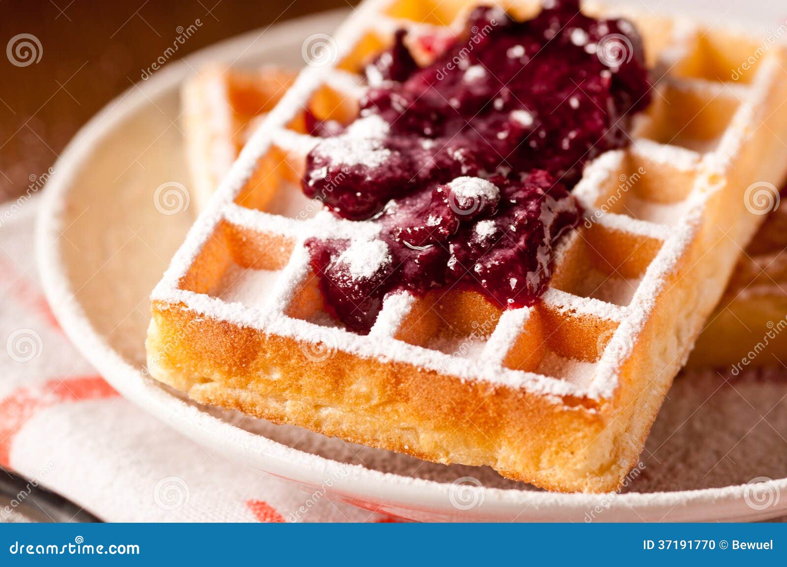 Waffles with jam stock photo. Image of fruit, easter - 37191770