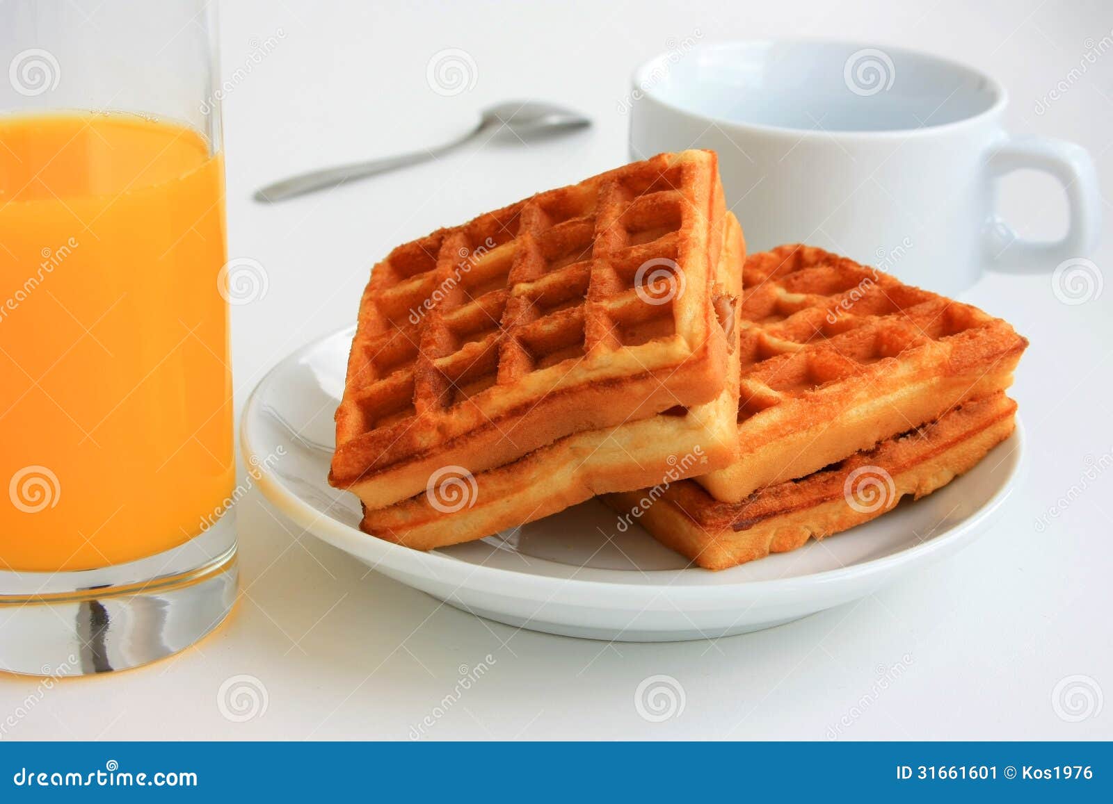 Waffles and Juice for Breakfast Stock Image - Image of drink, juice ...