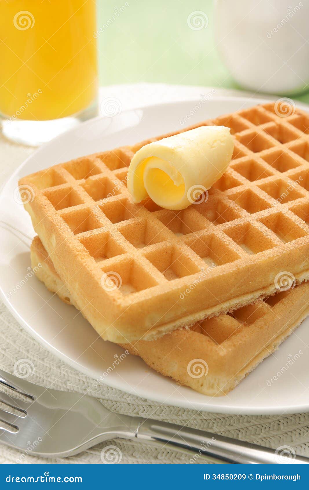 Waffles and juice stock image. Image of juice, cooked - 34850209