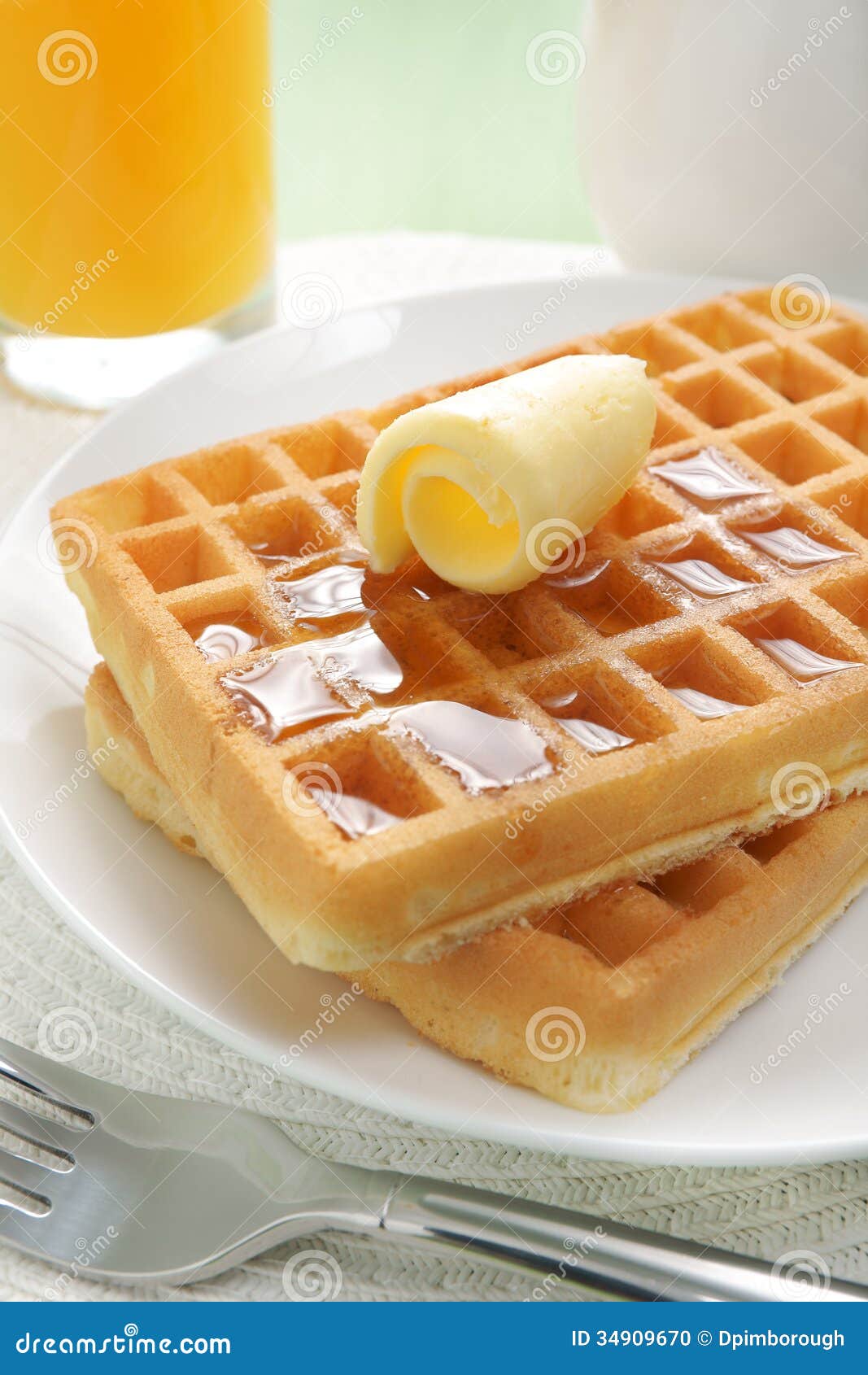 Waffles and maple syrup stock photo. Image of meal, closeup - 34909670