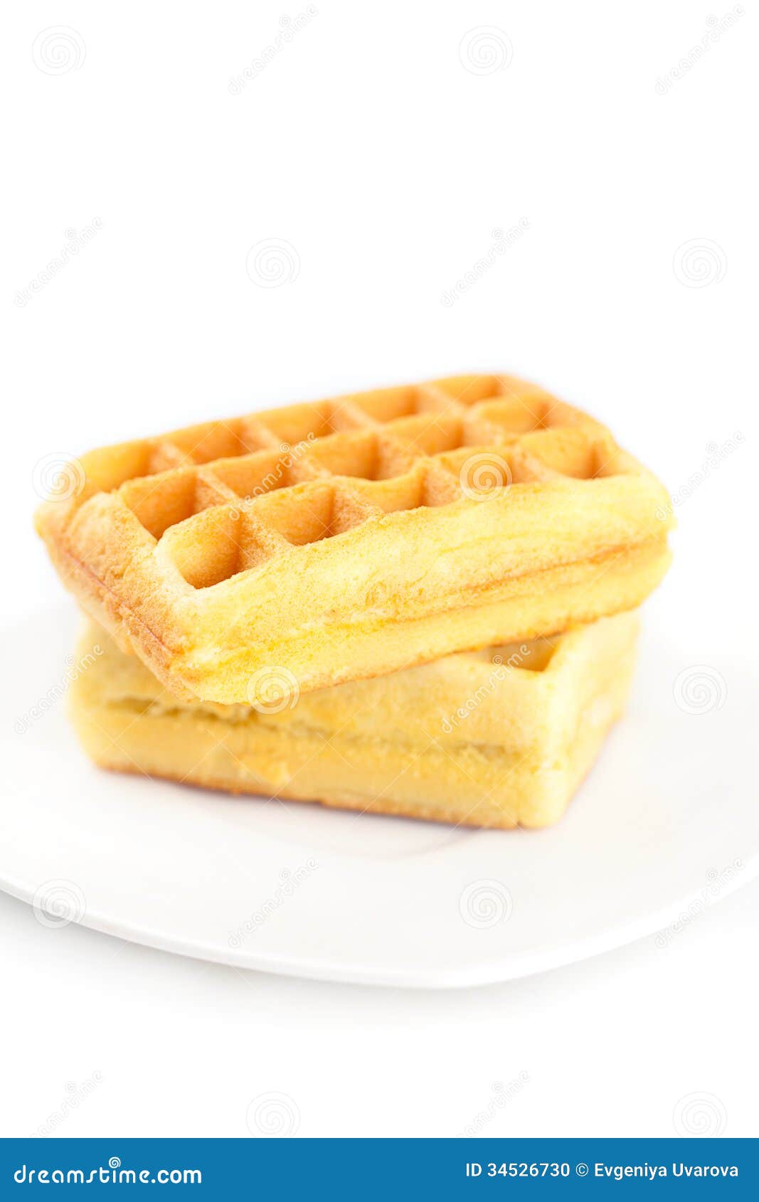 Waffles on a Plate Isolated on White Stock Photo - Image of delicious ...