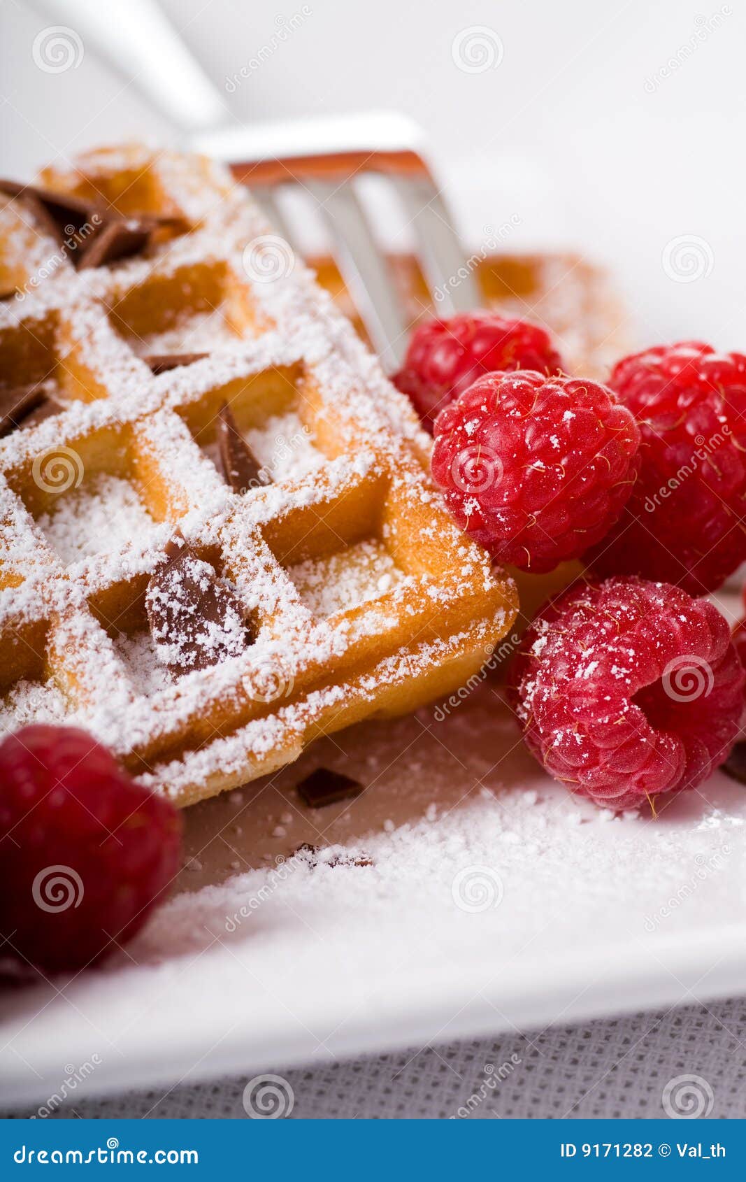 Waffles and raspberries stock photo. Image of freshness - 9171282