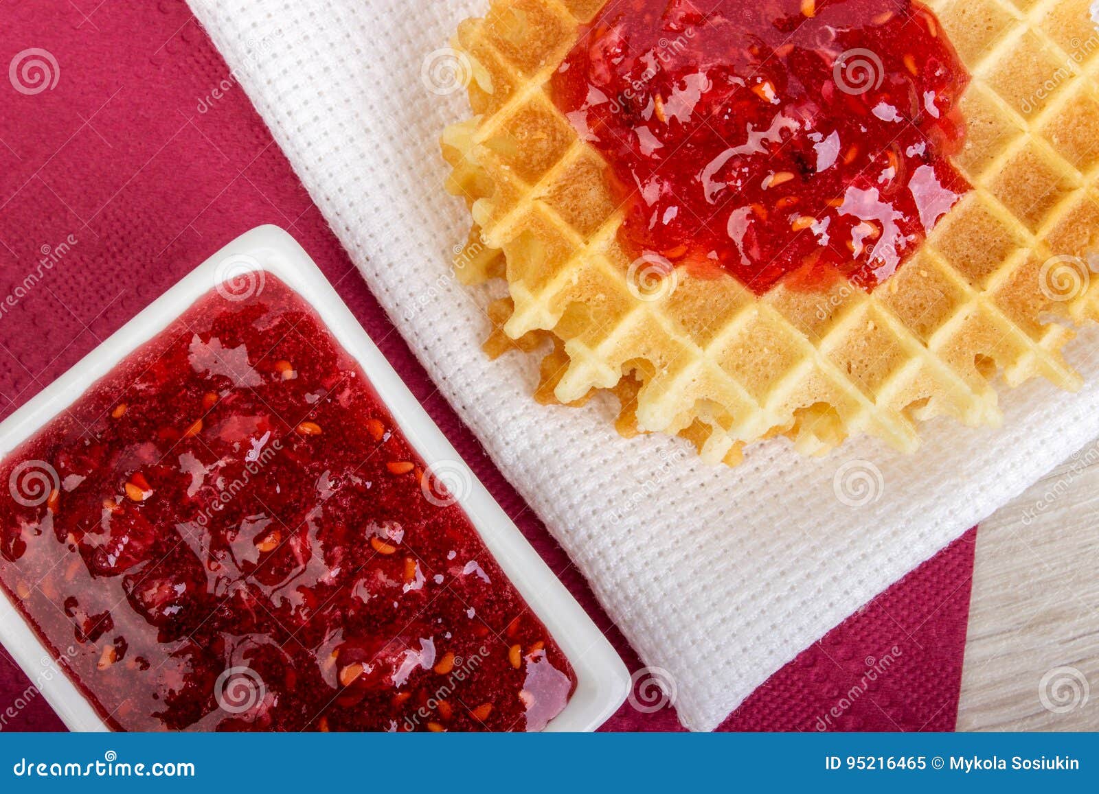 Waffles with Raspberries Jam Stock Image - Image of pastry, bakery ...