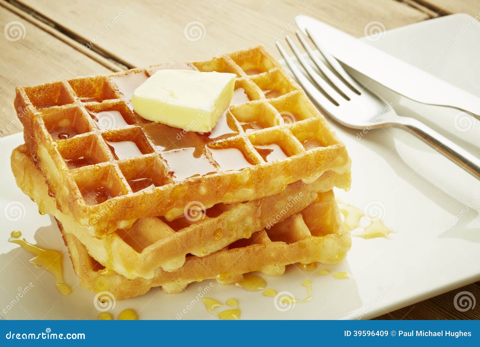 Waffles with Syrup on White Dish Stock Image - Image of tableware ...